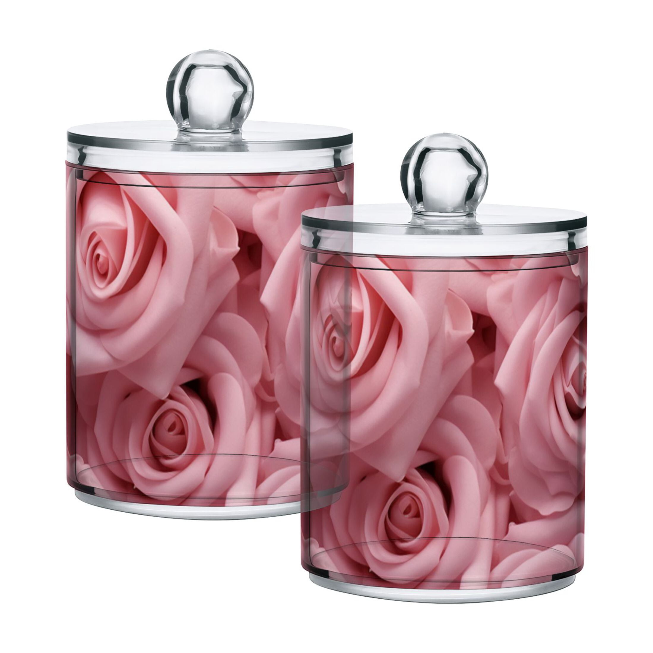 Roses Solid Translucent Plastic Cans Storage Canisters with Lid Set of ...