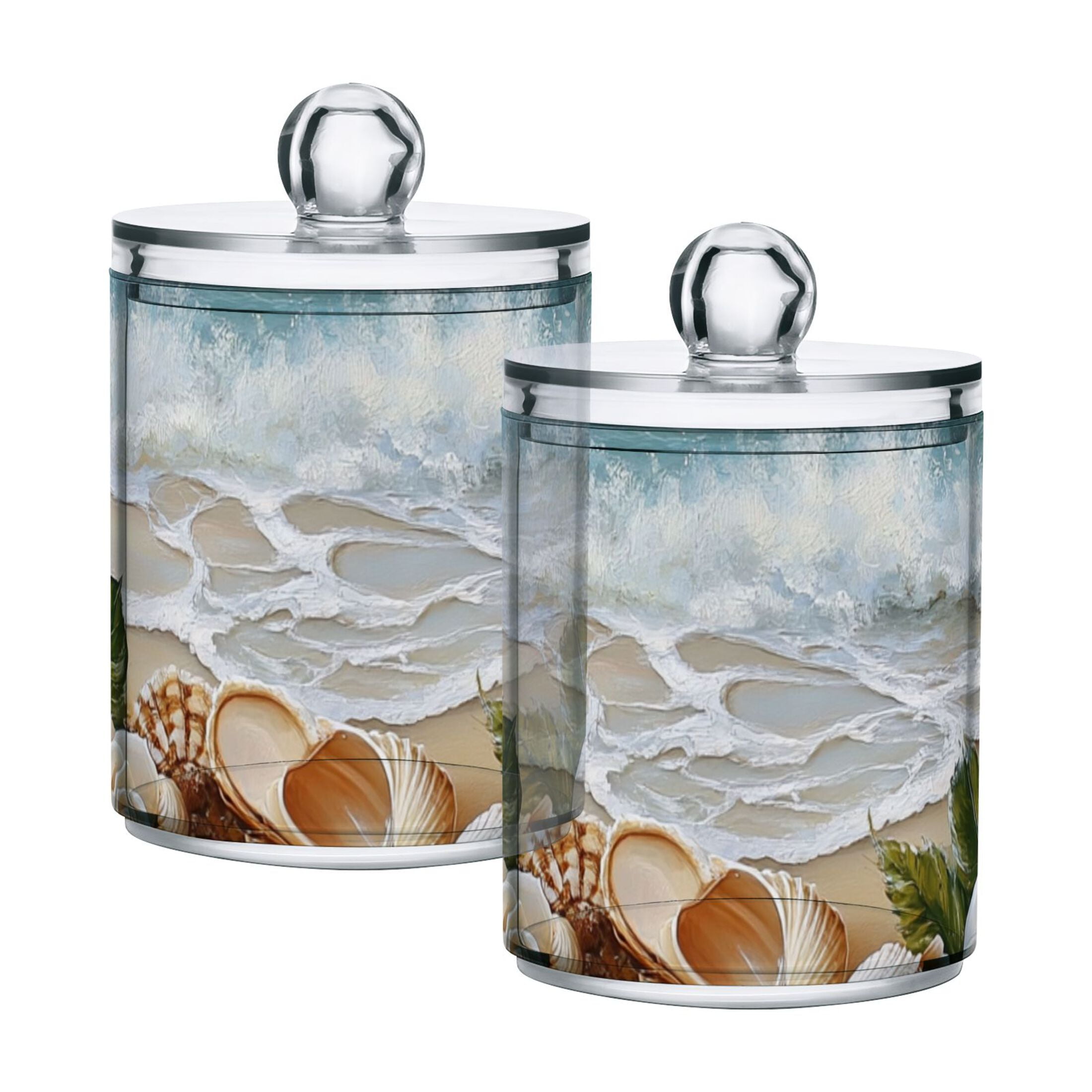 Roses Starfishes Shells Seaside Translucent Plastic Cans Storage ...