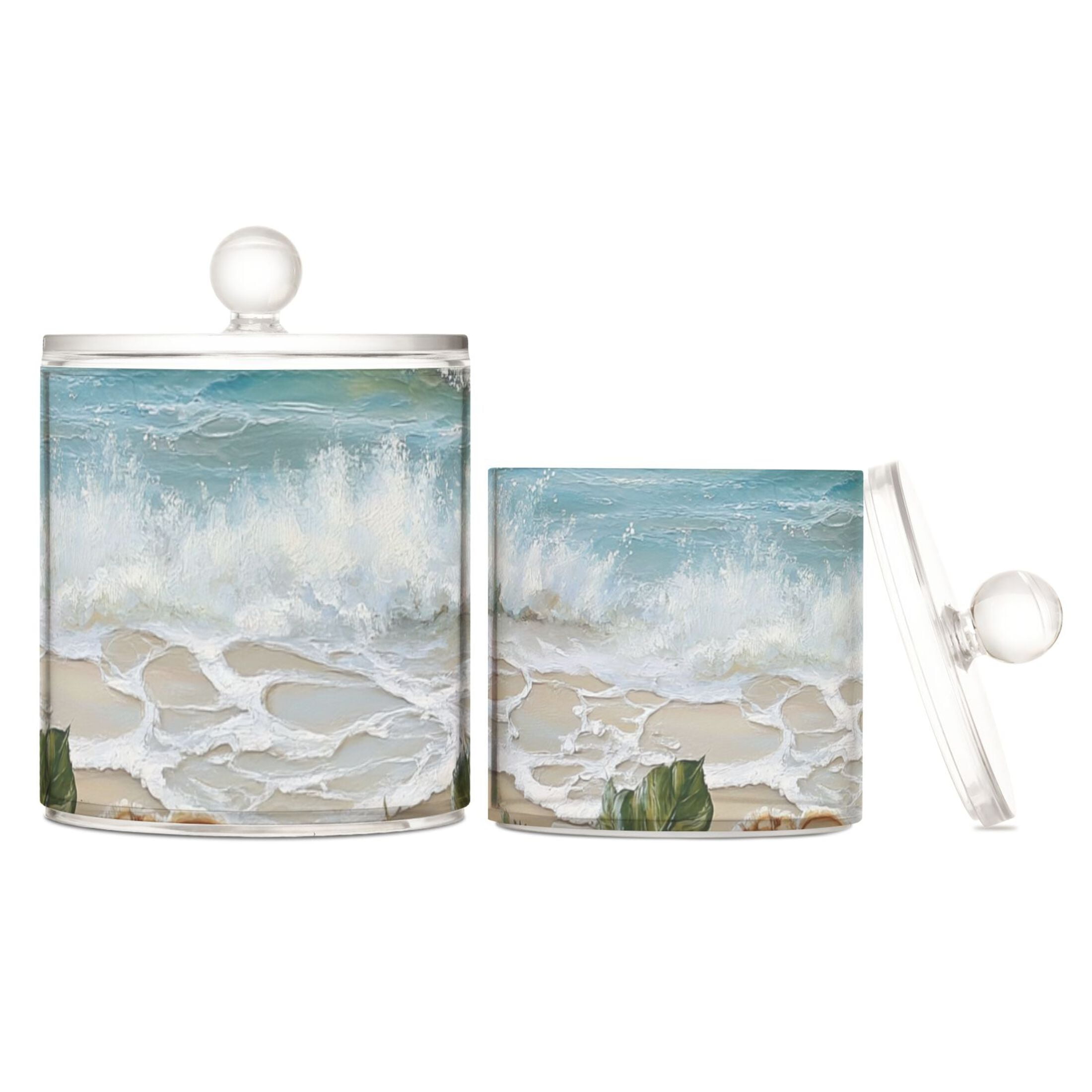 Roses Starfishes Shells Seaside Translucent Plastic Cans Storage ...