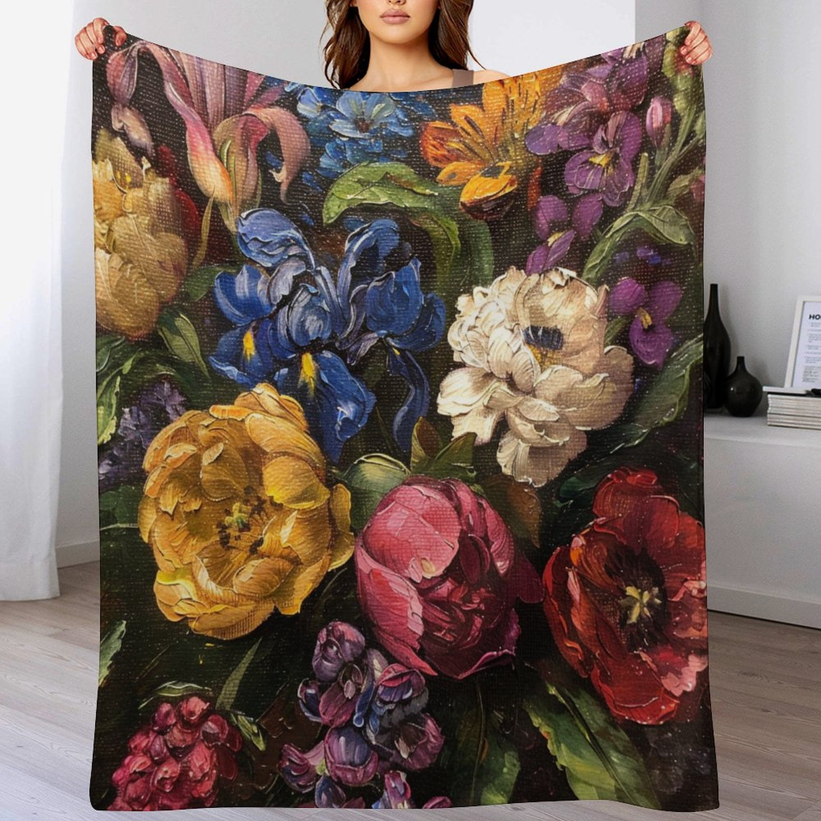 Roses Tulips Peonies Violets And Lilies Throw Blanket for Couch Bed ...