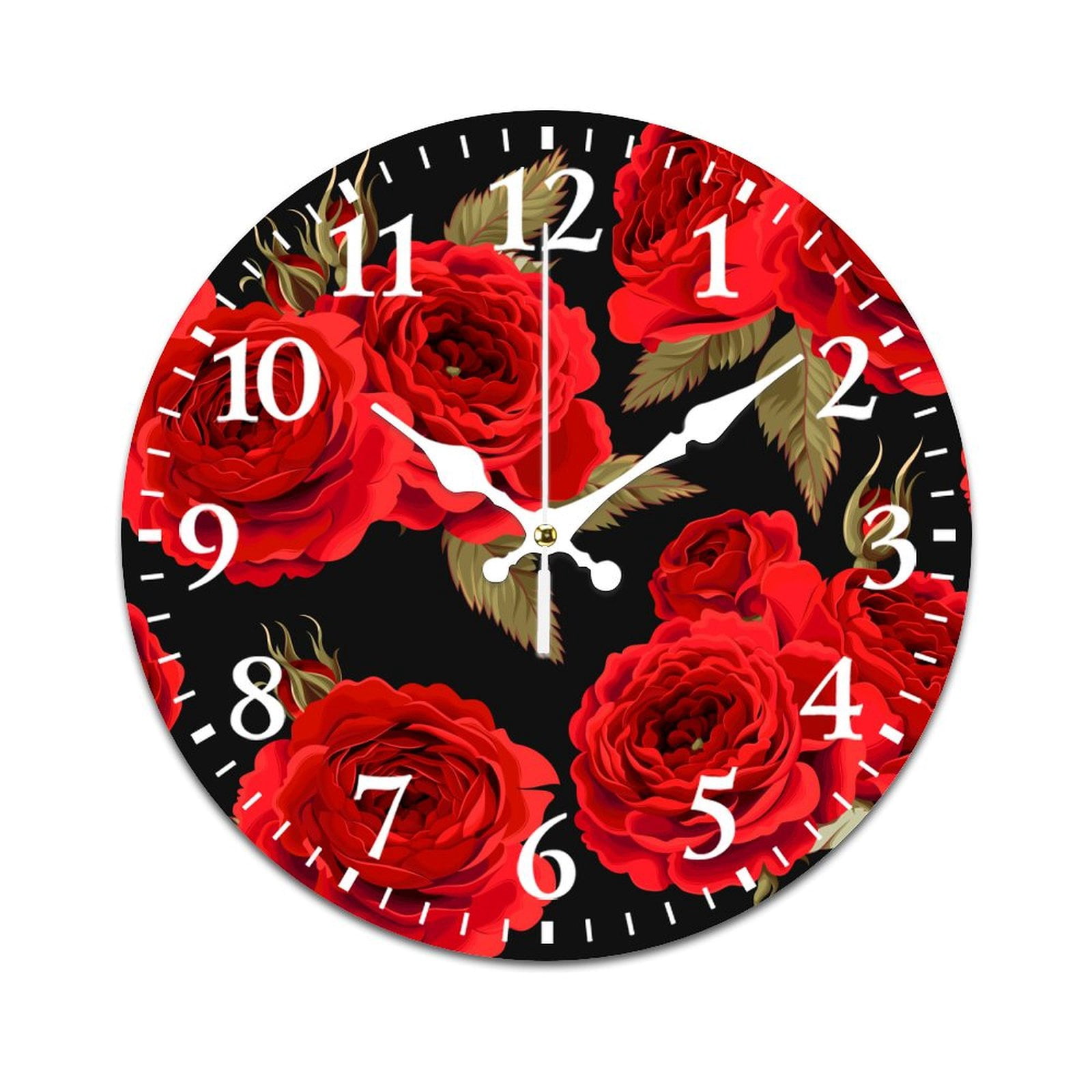 Roses Wall Clock Modern Design Clocks Wall Hanging Home Office School ...