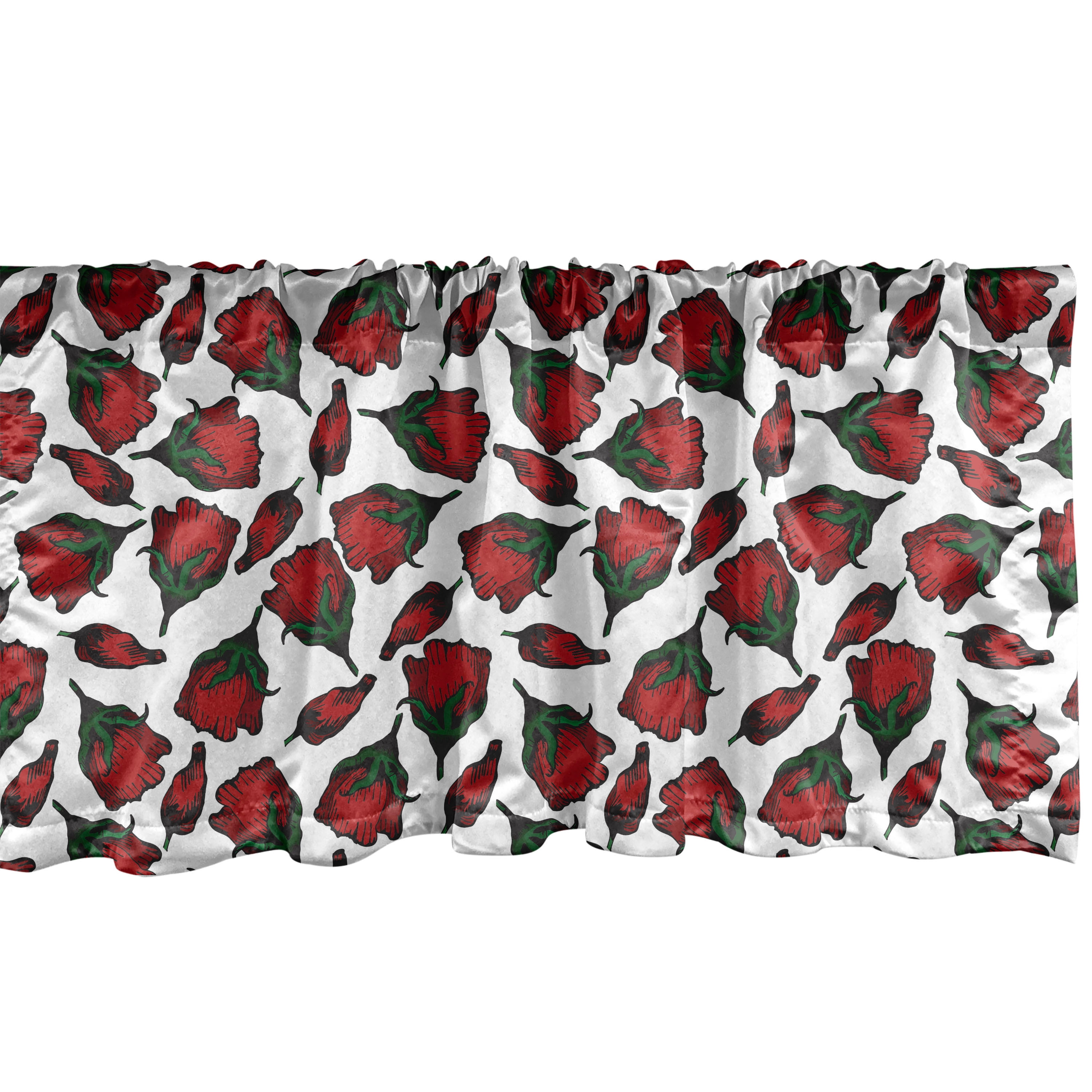 Ambesonne Roses Valance Pack of 2, Valentines Day Petal and Buds, 54 ...