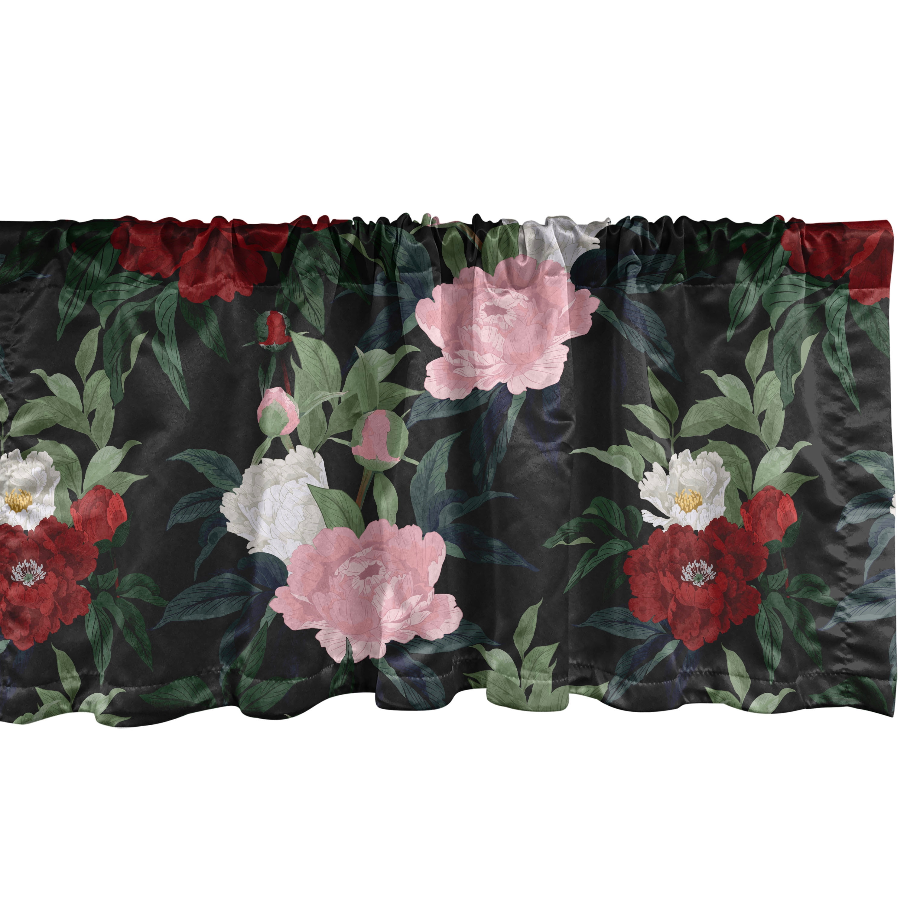 Roses Window Valance, Tropical Jungle Inspirations Delicate Floral ...