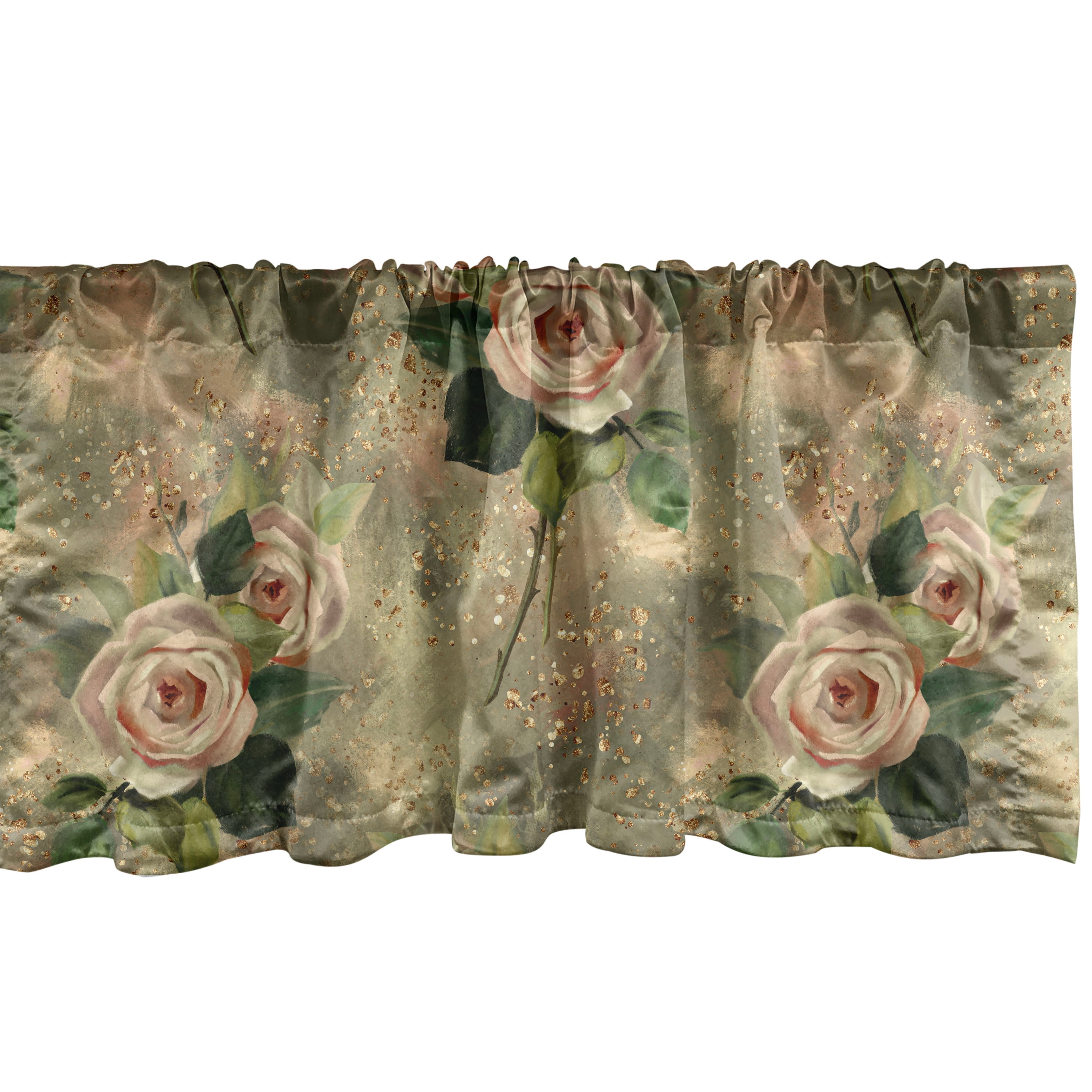 Roses Window Valance, Vintage Floral Romantic Design Pattern on Soft ...