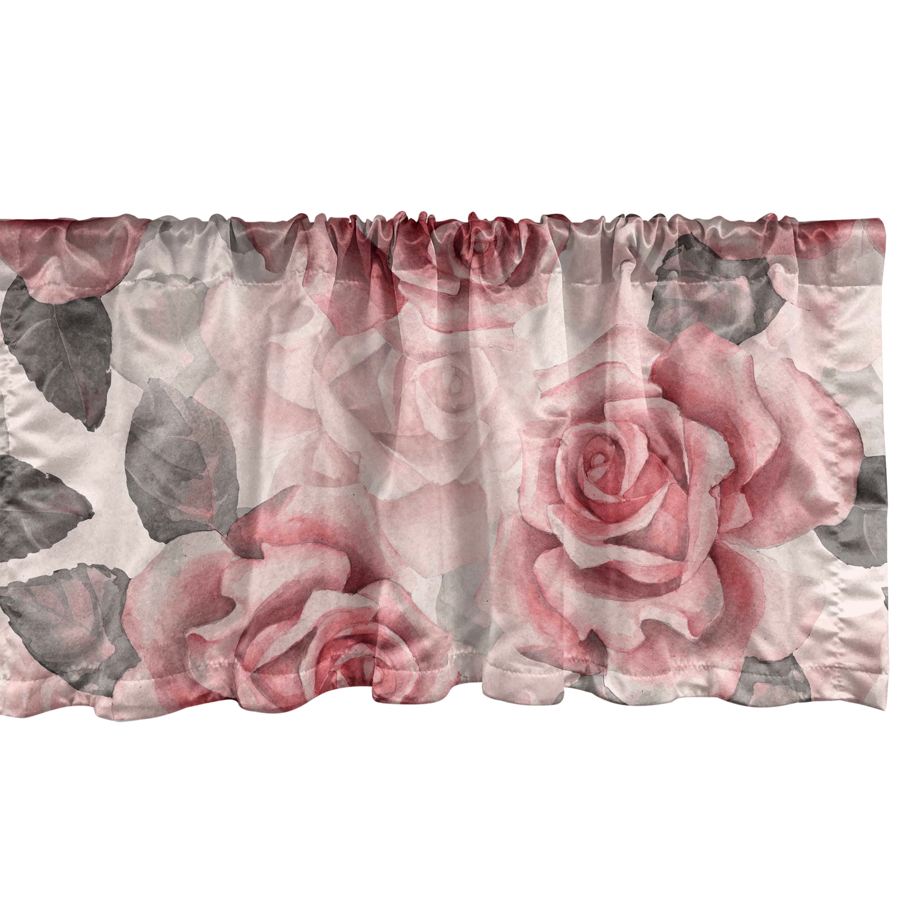 Roses Window Valance, Watercolor English Garden Inspired Pattern ...