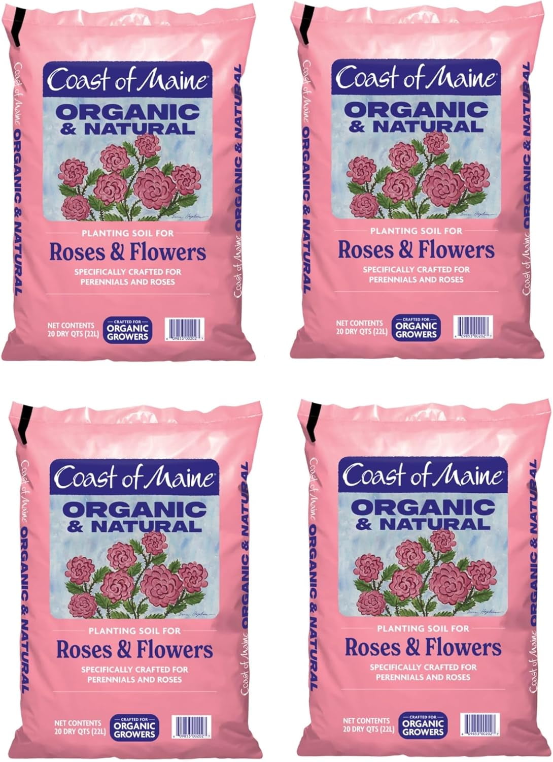 Roses and Flowers, 20qt (Pack of 4) Organic and Natural Planting Soil ...