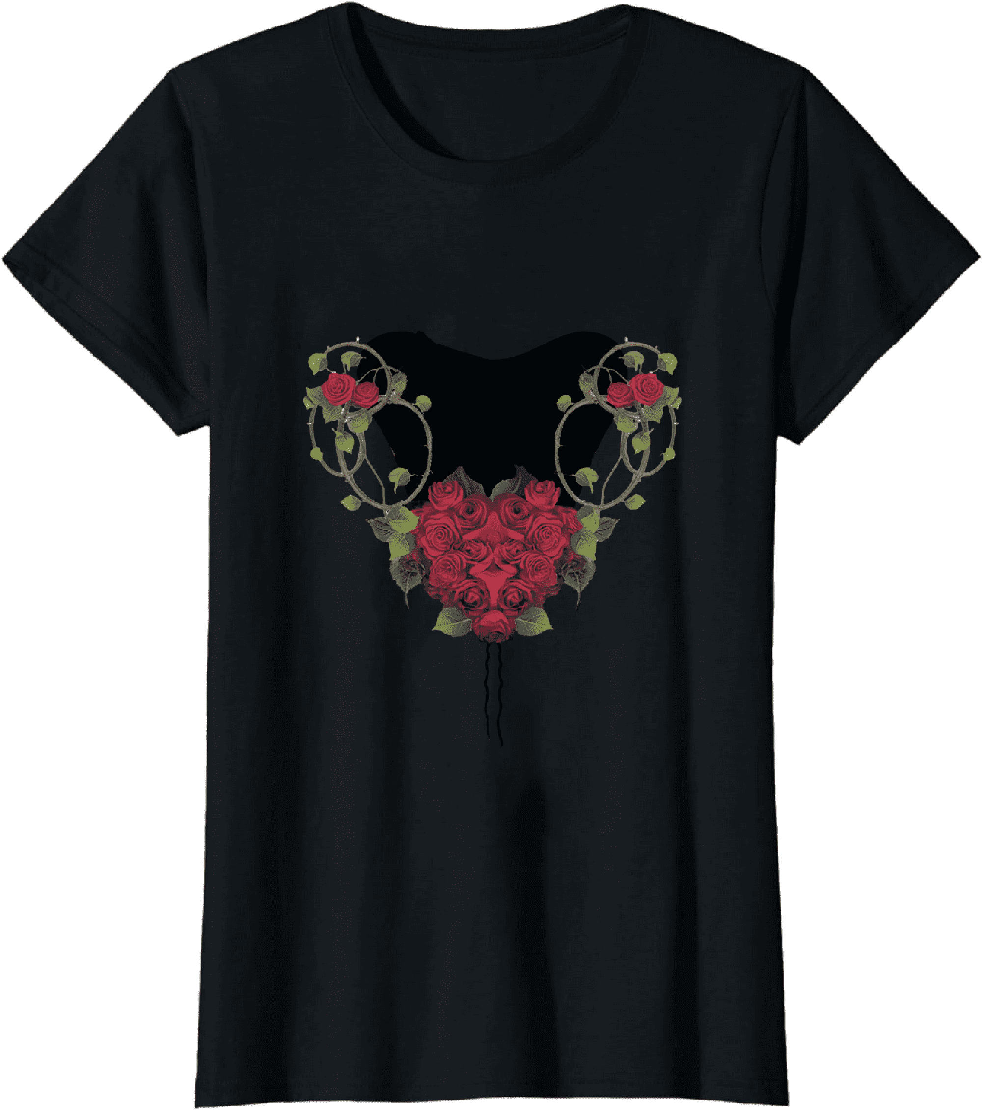 Roses and Heart Graphic Tee - Walmart.com