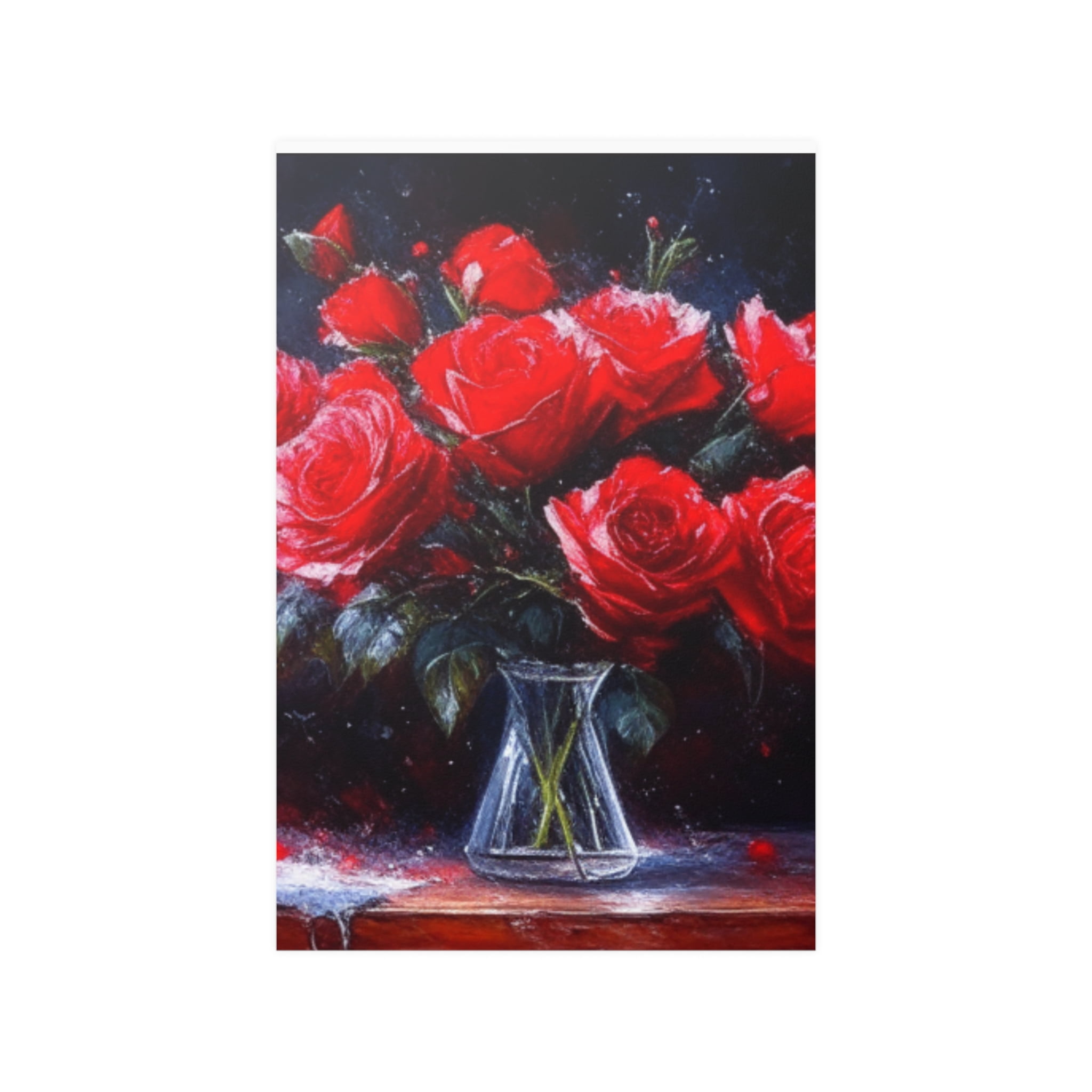 Roses are Red in a Glass Vase Contemporary Gallery Art Satin Poster ...