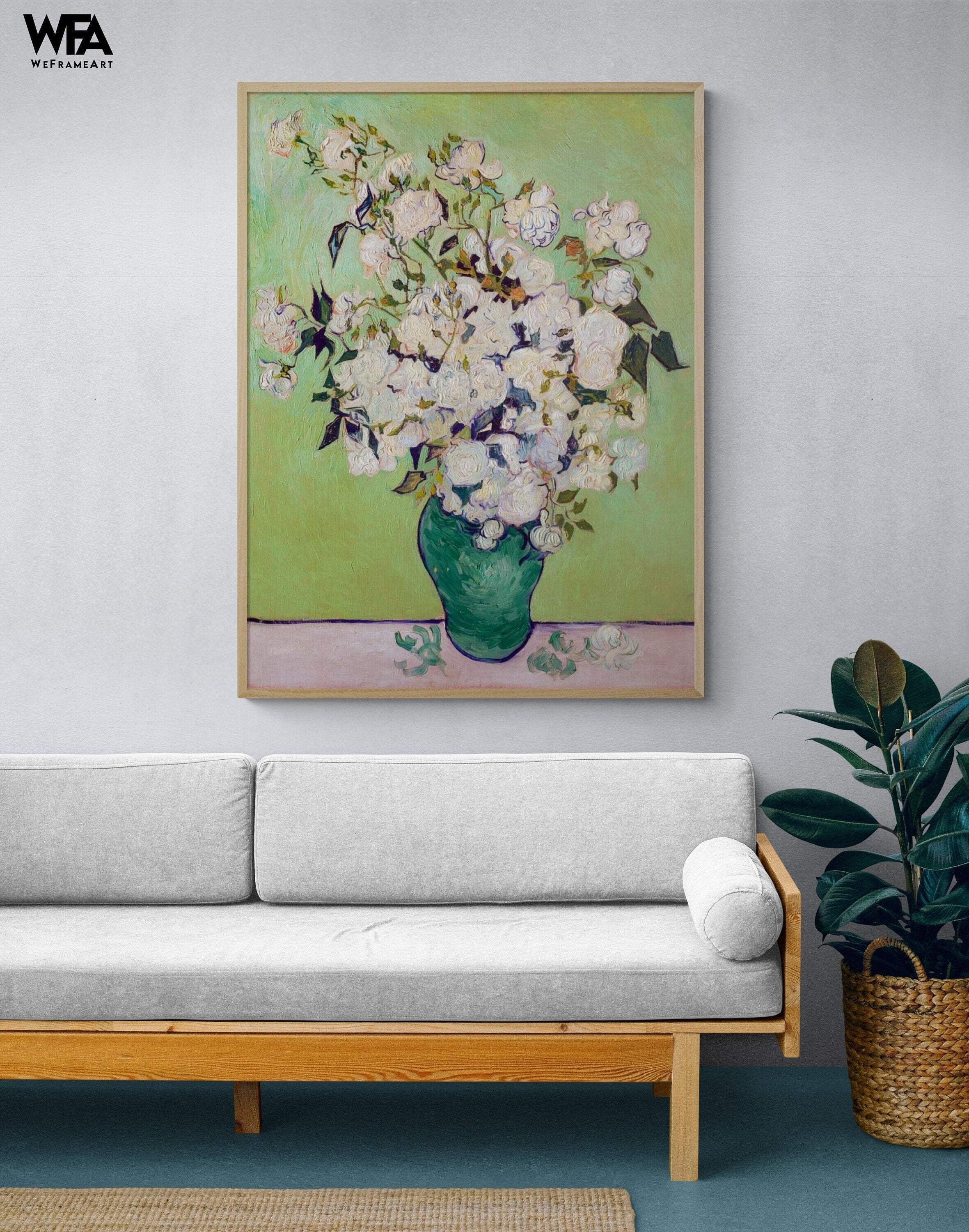 Roses by Van Gogh Oil Painting Print, Framed Floral Wall Decor, Van ...