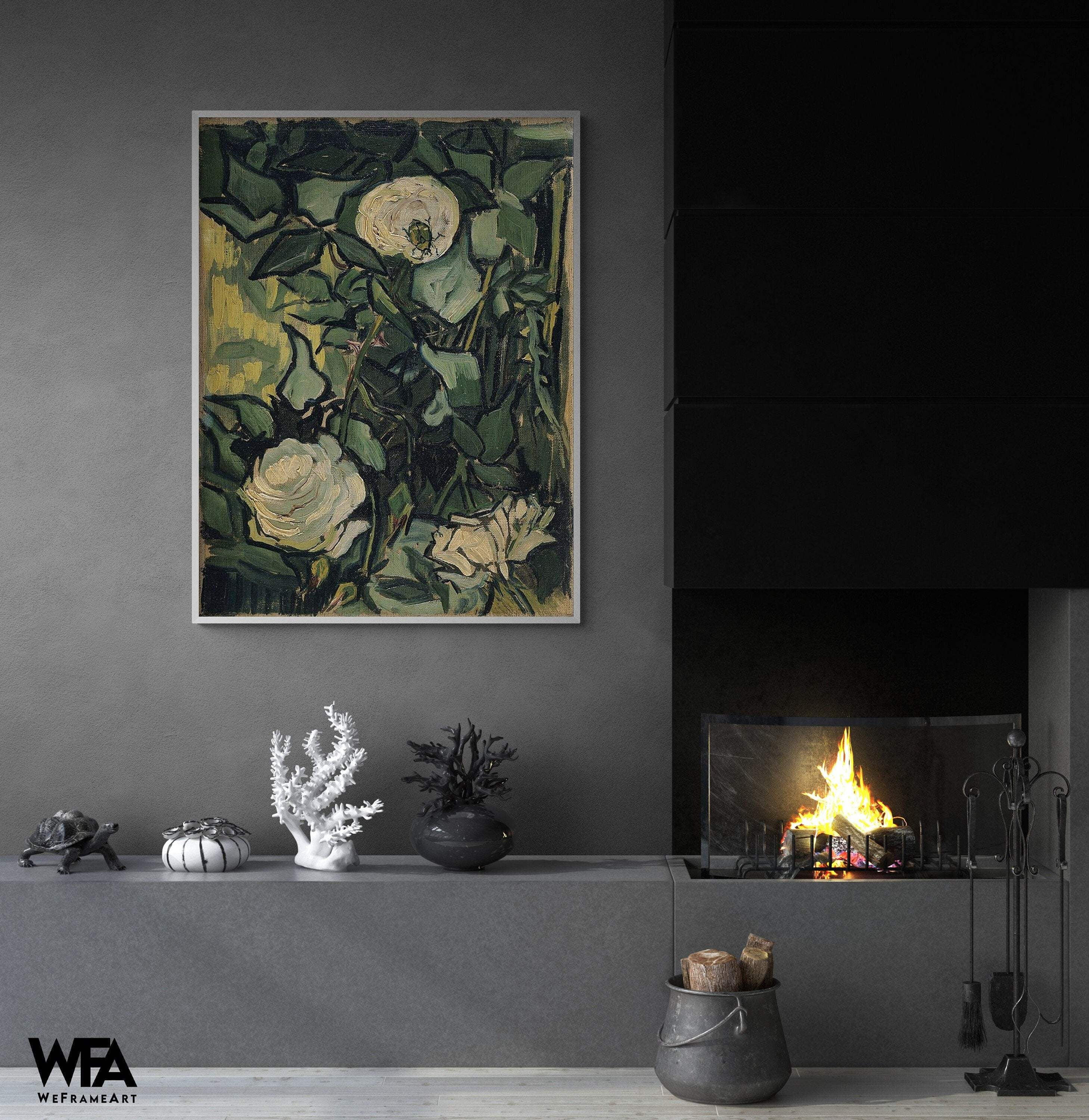 Roses by Vincent Van Gogh, White Flower Decor, Soft Rose Print, Floral ...