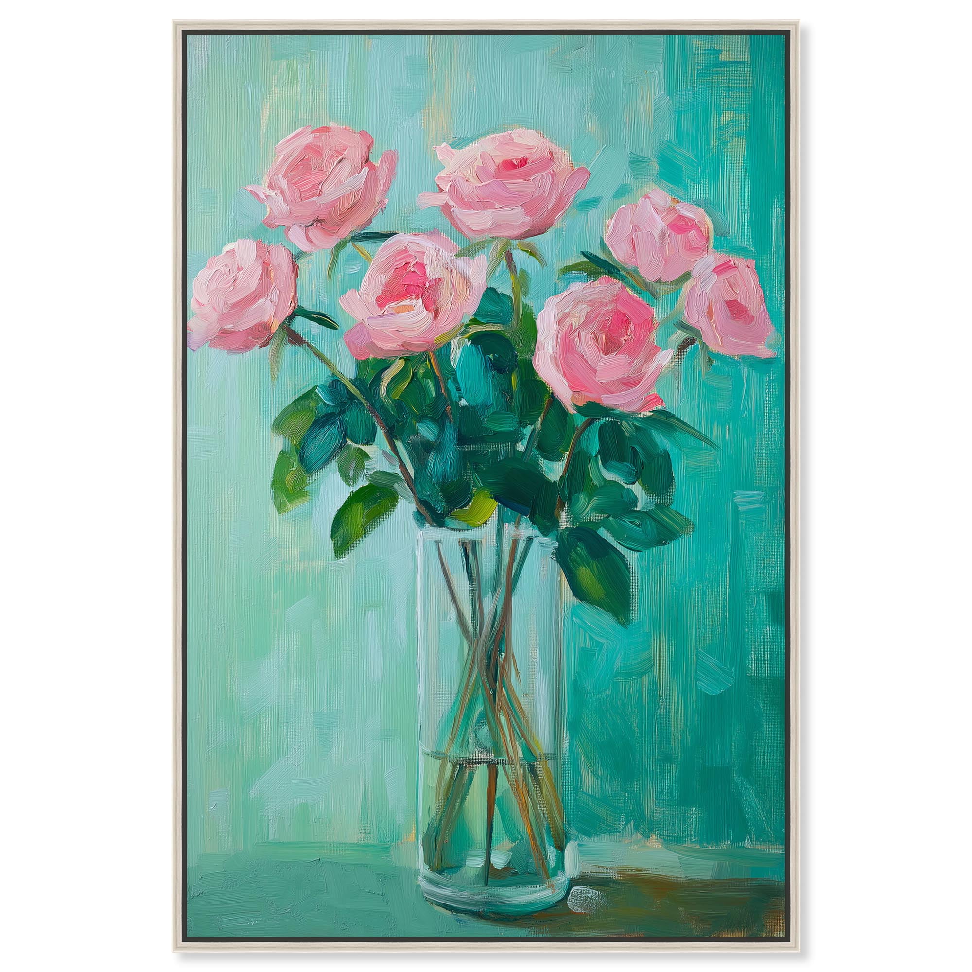 Roses in Reflection Canvas Pastel Floral Art by Art Remedy, Silver ...