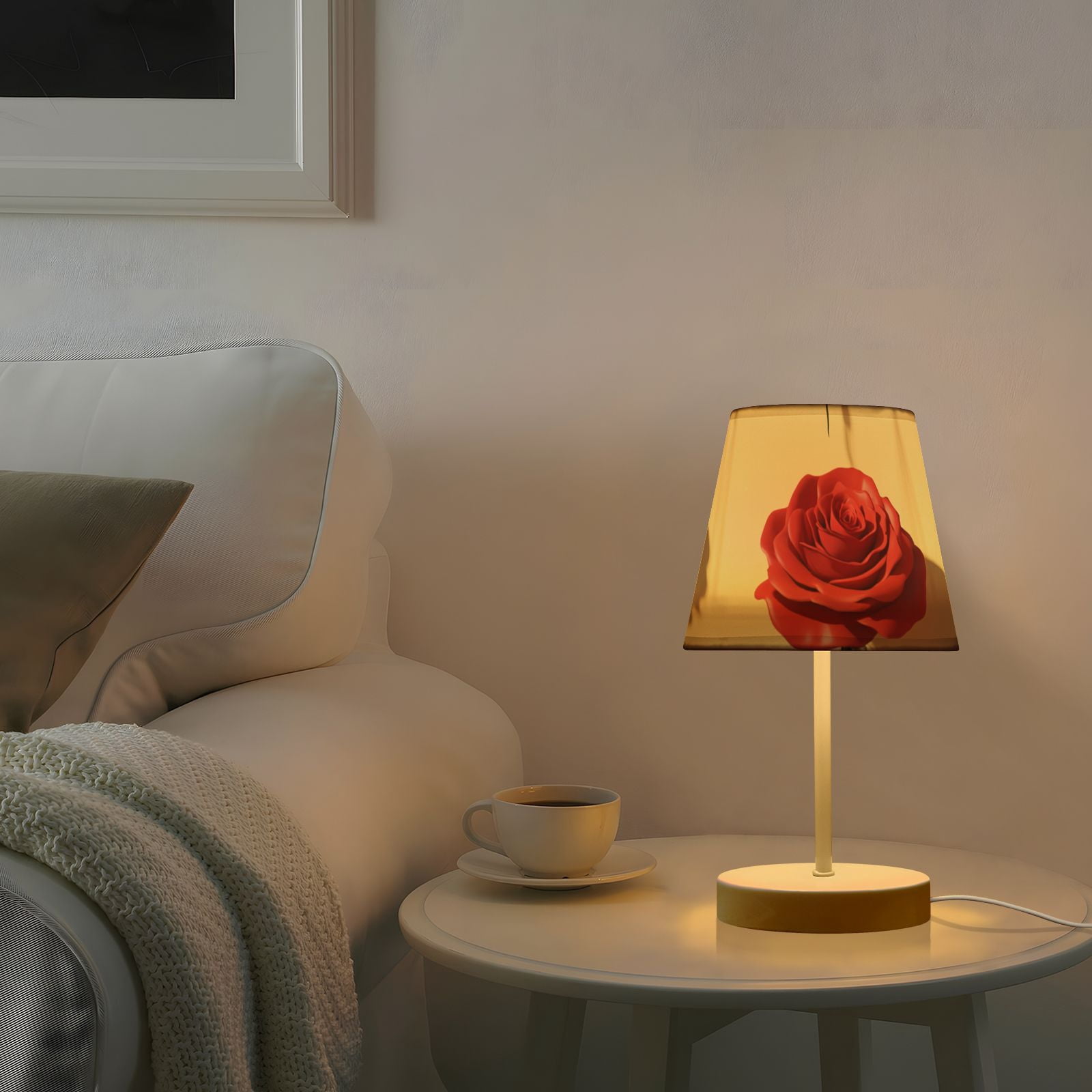 Roses in Yellow Desk Lamp 3 Color Modes LED Table Lamp Nightstand ...