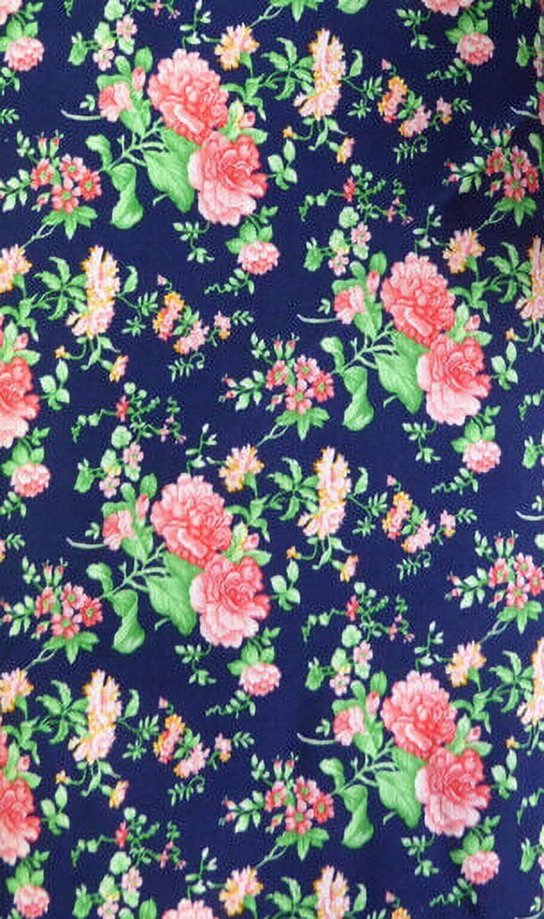 Roses on Navy Blu Cotton Fabric Sold by the Yard Mook Fabrics - Walmart.com