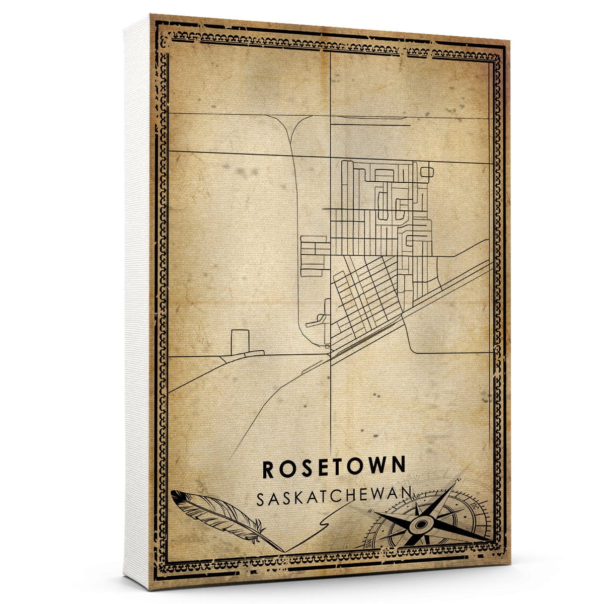 Rosetown Vintage Map Prints Canvas, Saskatchewan Map Art Canvas, Canvas ...