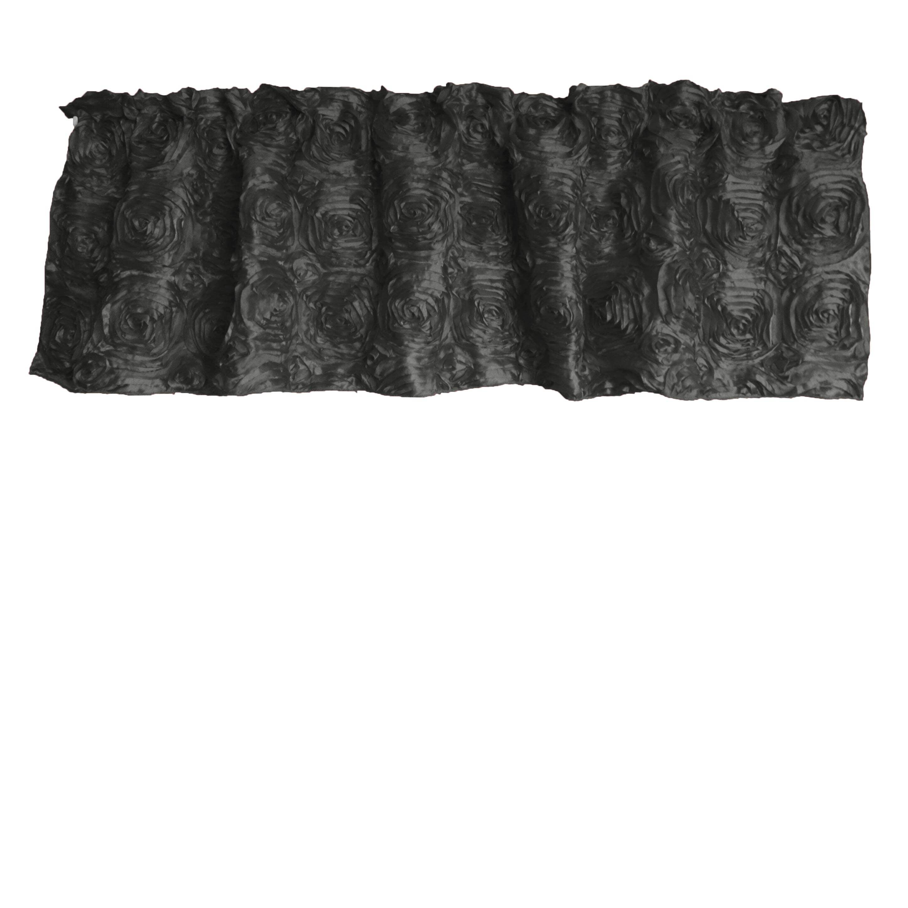 Rosette Floral Pop Up Flower Window Valance 54 Inch Wide Charcoal Grey ...