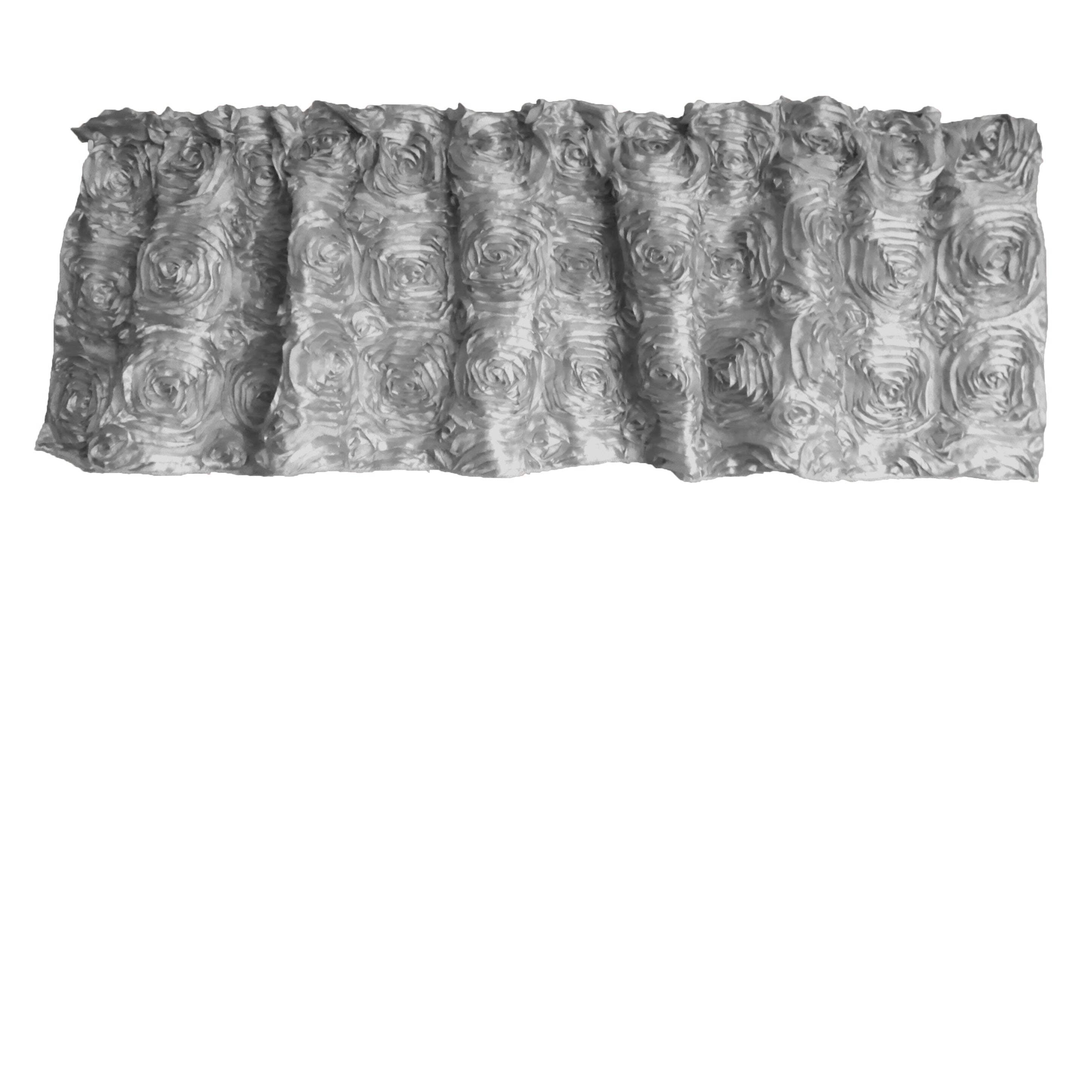 Rosette Floral Pop Up Flower Window Valance 54 Inch Wide Silver ...