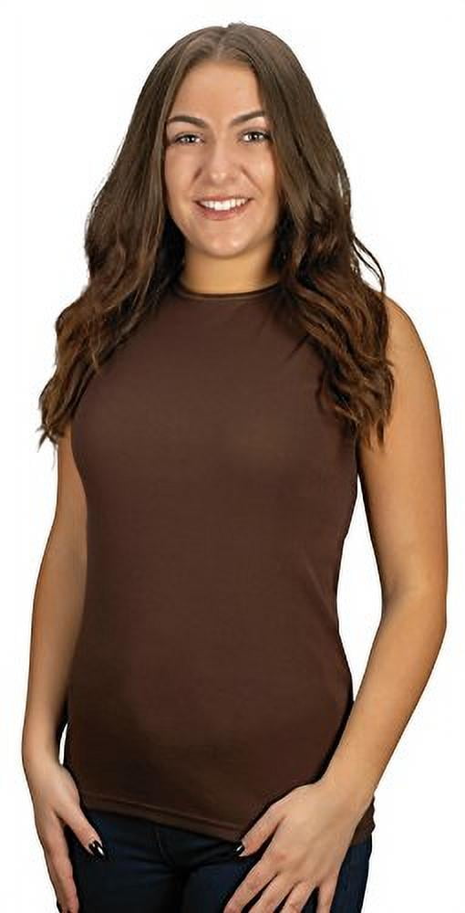 Rosette Women’s Sleeveless Undershirt - Cotton – High Neck, Full ...