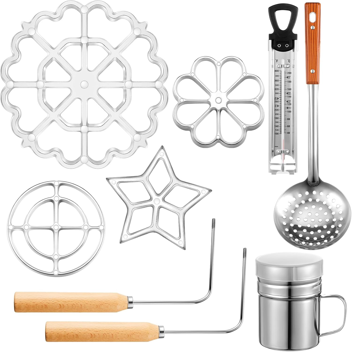 Rosettes Cooking Set with Handle, Rosette Iron Mold, Mini Waffle Maker ...