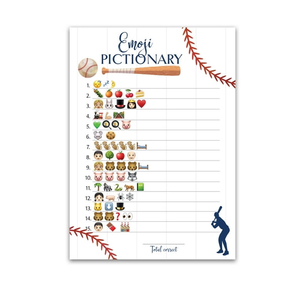 Roseum Collections Baseball Emoji Pictionary Game, Baby Blue, 25 Piece ...