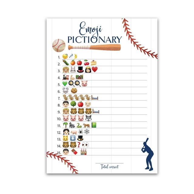 Roseum Collections Baseball Emoji Pictionary Game, Baby Blue, 25 Piece ...