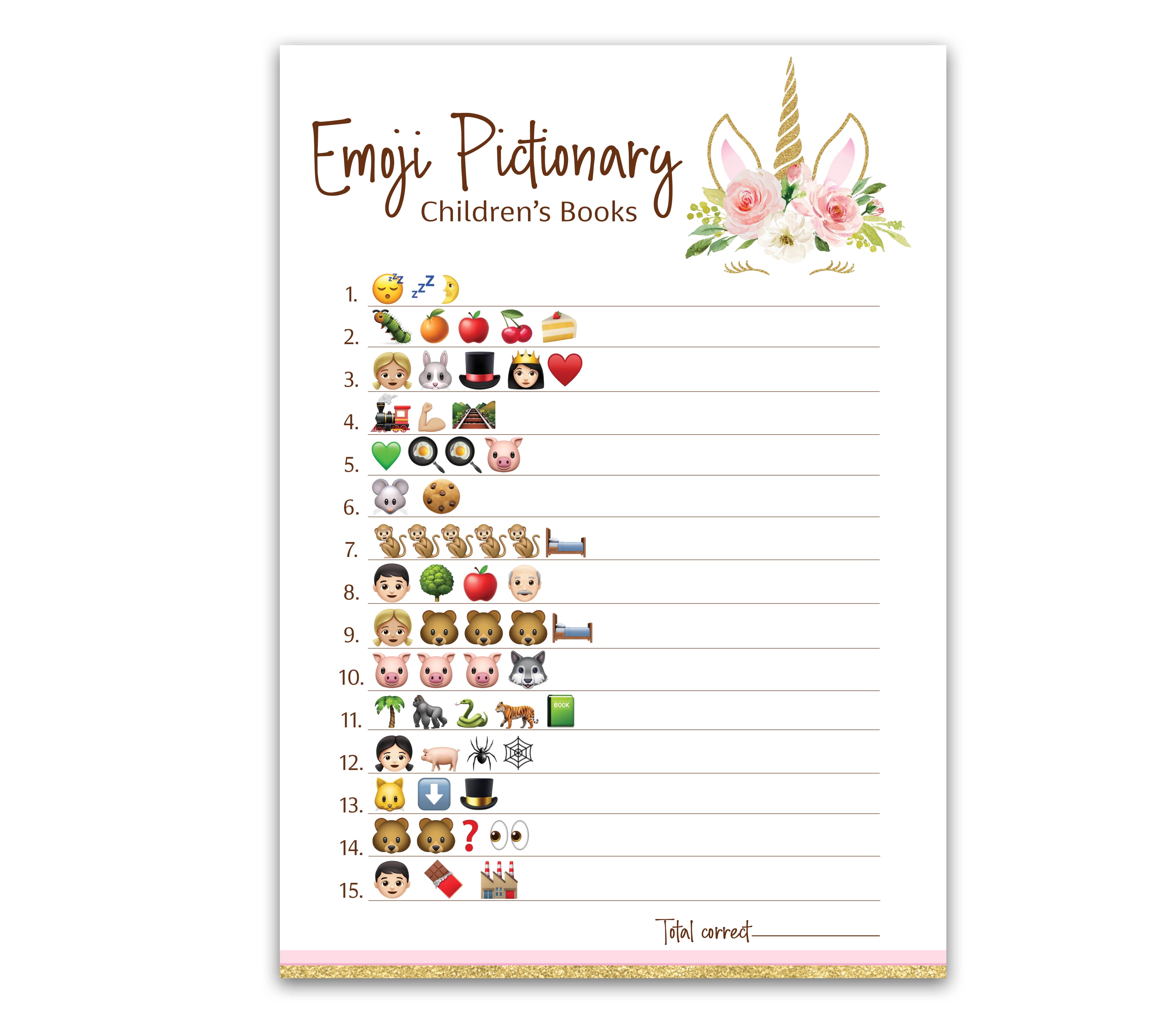 Roseum Collections UNICORN Emoticon Baby Shower Game — Pack of 25 ...