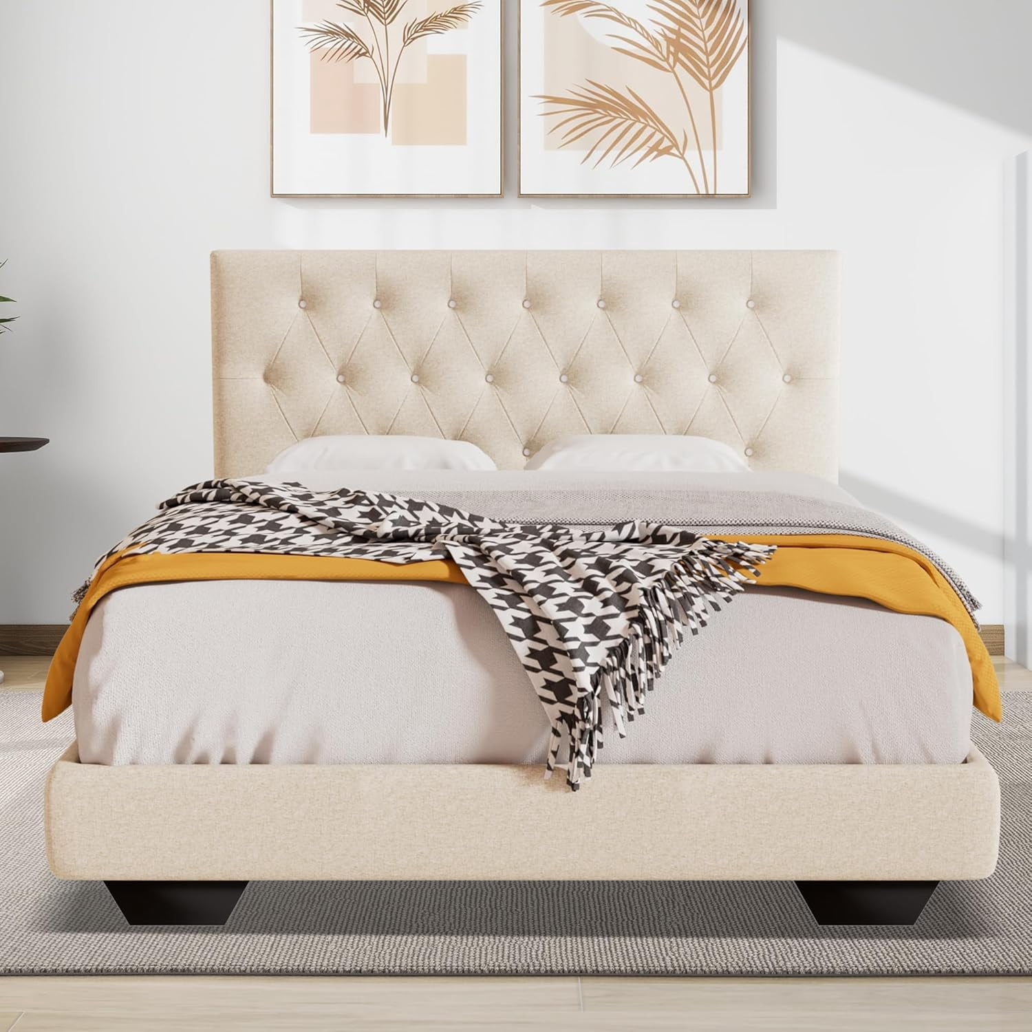 Rosevera Givanna Adjustable Heigh Headboard with Linen Upholstery and ...