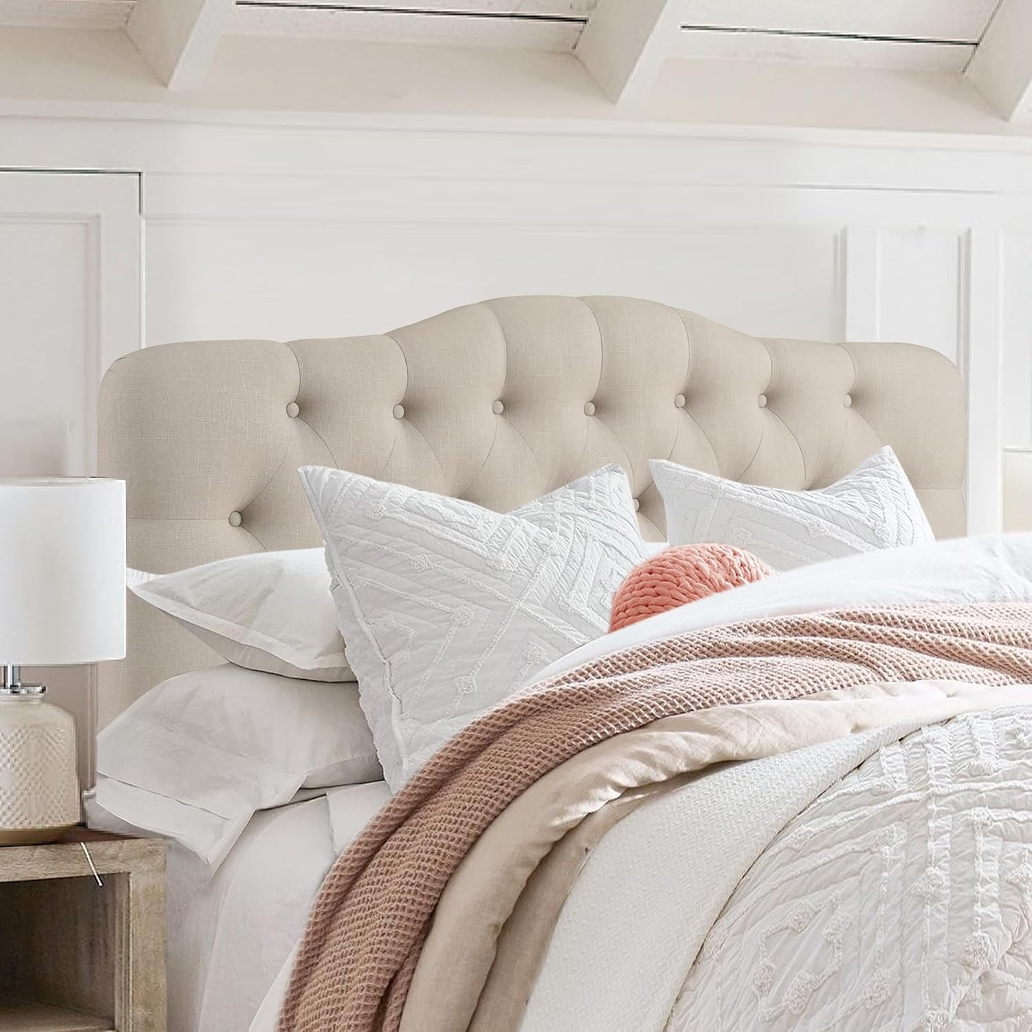 Rosevera Givanna Adjustable Heigh Headboard with Linen Upholstery and ...