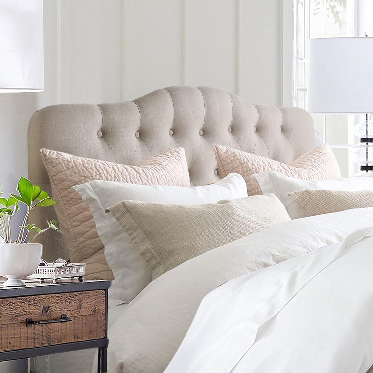 Rosevera Givanna Adjustable Height Headboard with Linen Upholstery and ...