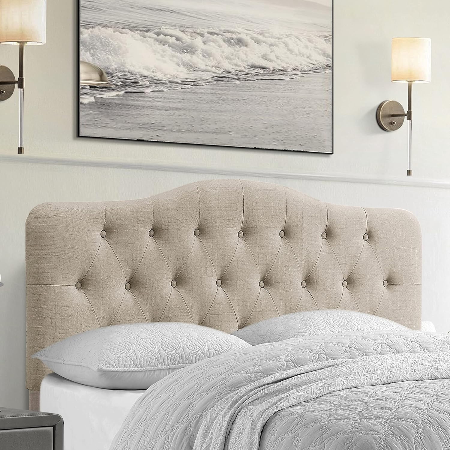 Rosevera Harriman Adjustable Height Headboard with Linen Upholstery and ...