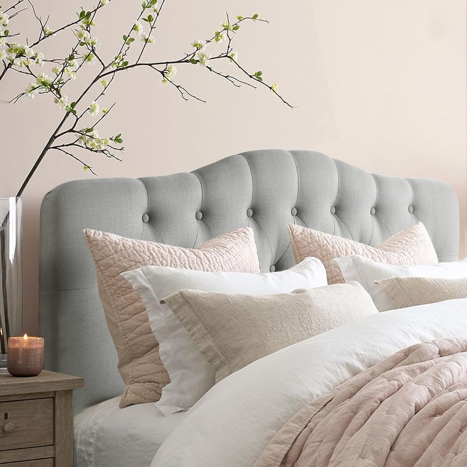 Rosevera Harriman Adjustable Height Headboard with Linen Upholstery and ...