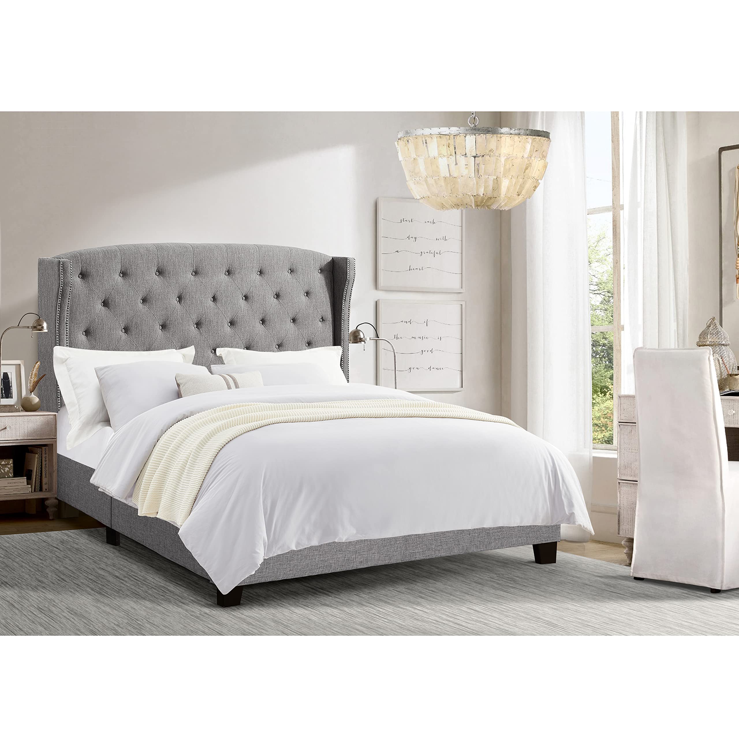 Rosevera Padded Platform Bed Frame with French, Westerly, and Cardiff ...
