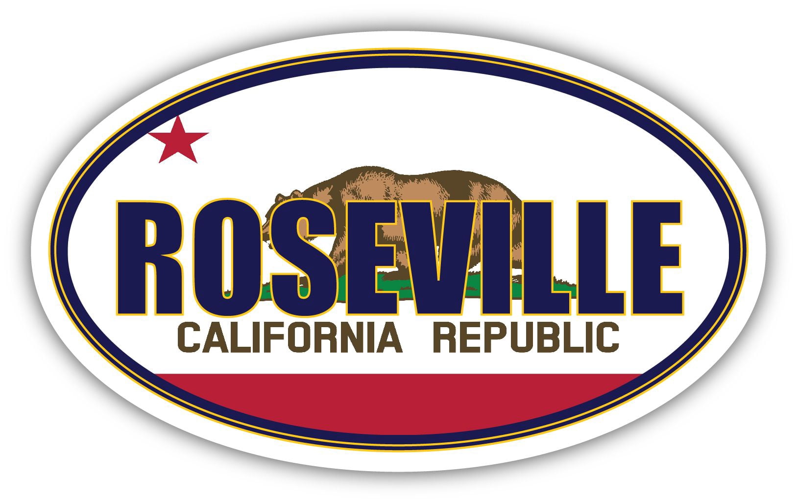 Roseville City California State Flag | CA Flag Placer County Oval State ...