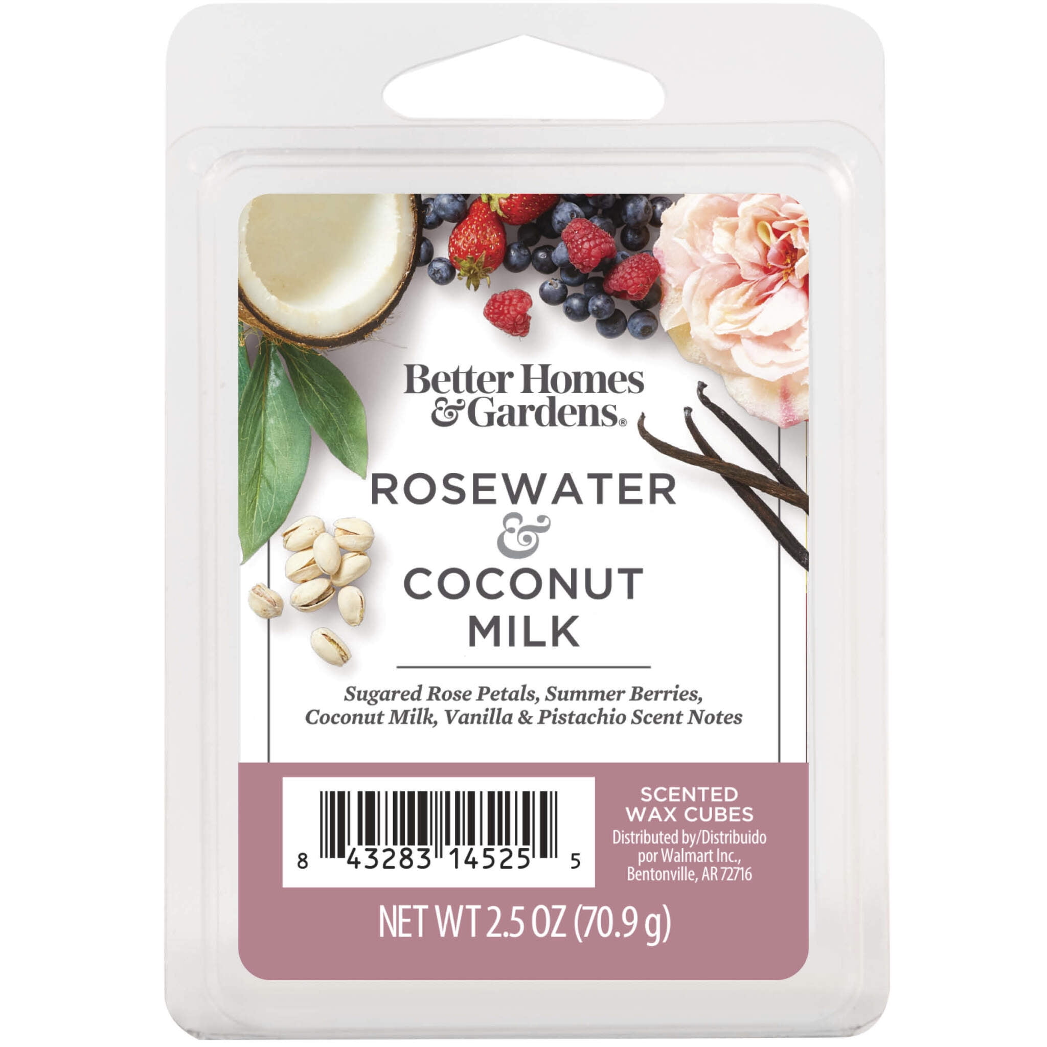 Rosewater & Coconut Milk Scented Wax Melts, Better Homes & Gardens, 2.5 ...