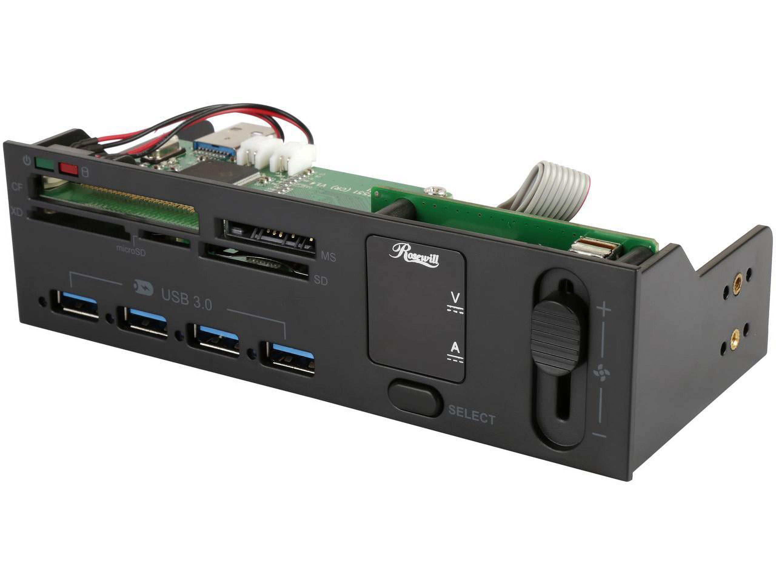 Rosewill 5.25" Front Panel Card Reader USB 3.0 USB Hub and Fan Speed ...
