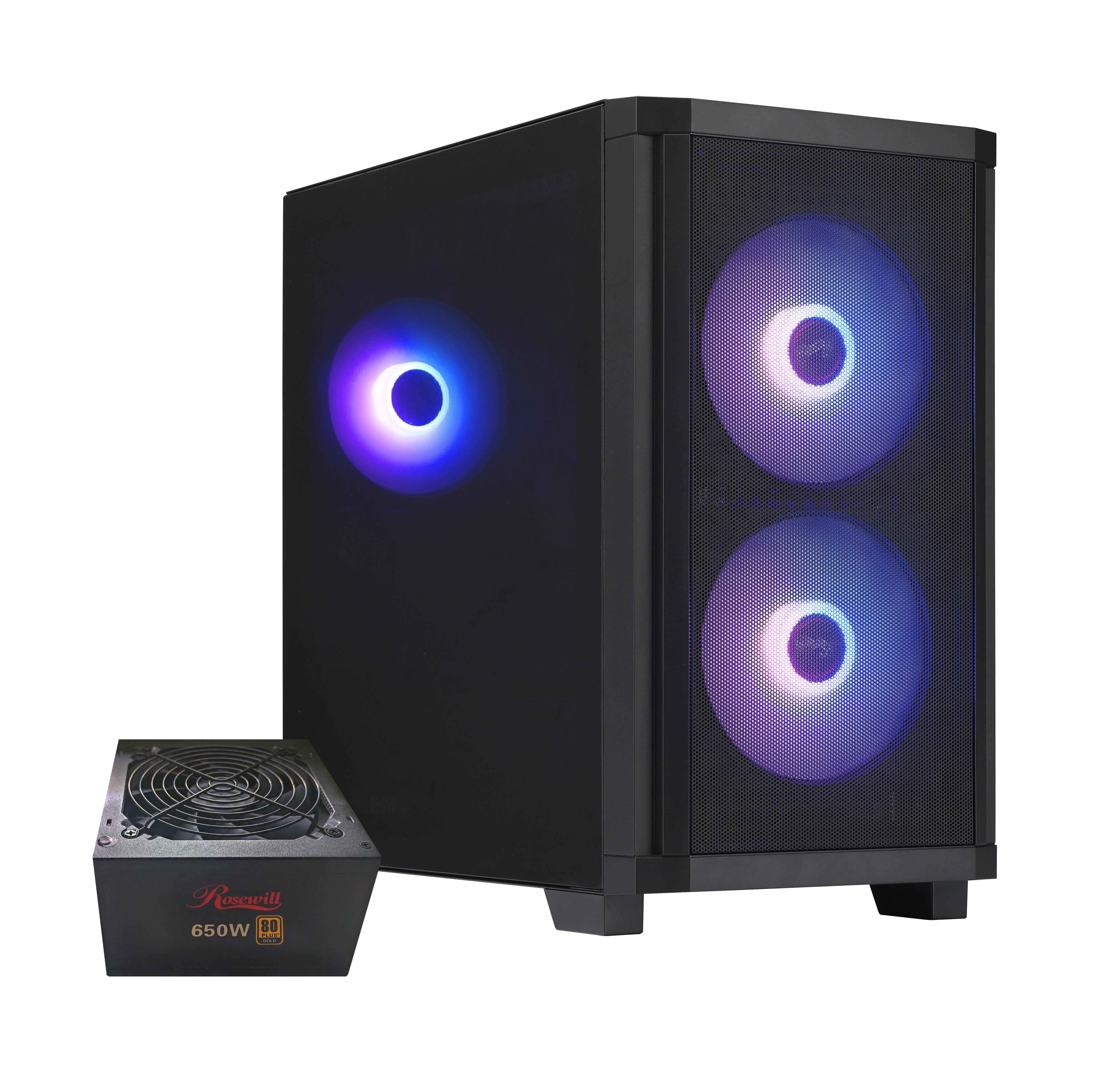 Rosewill FBM-X3 Black Micro ATX Mid Tower Case - Tempered Glass Side ...