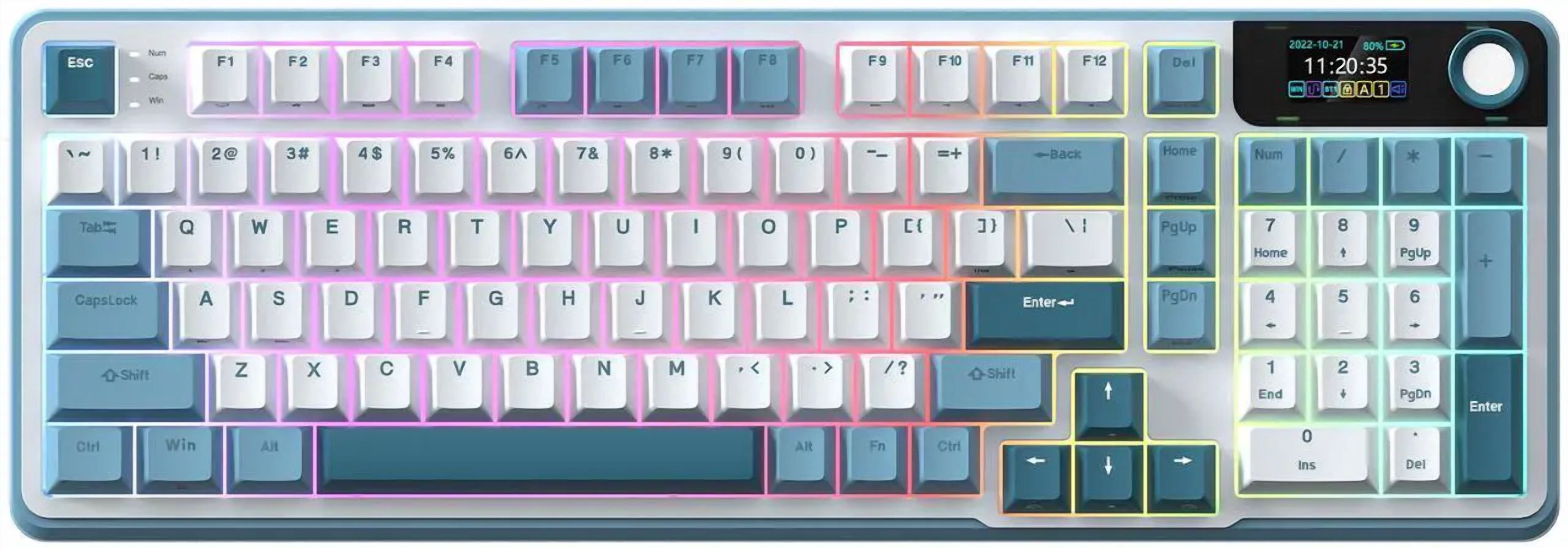 Rosewill Neon S96 Wireless Mechanical Keyboard, 98-Key Layout w/ Volume ...