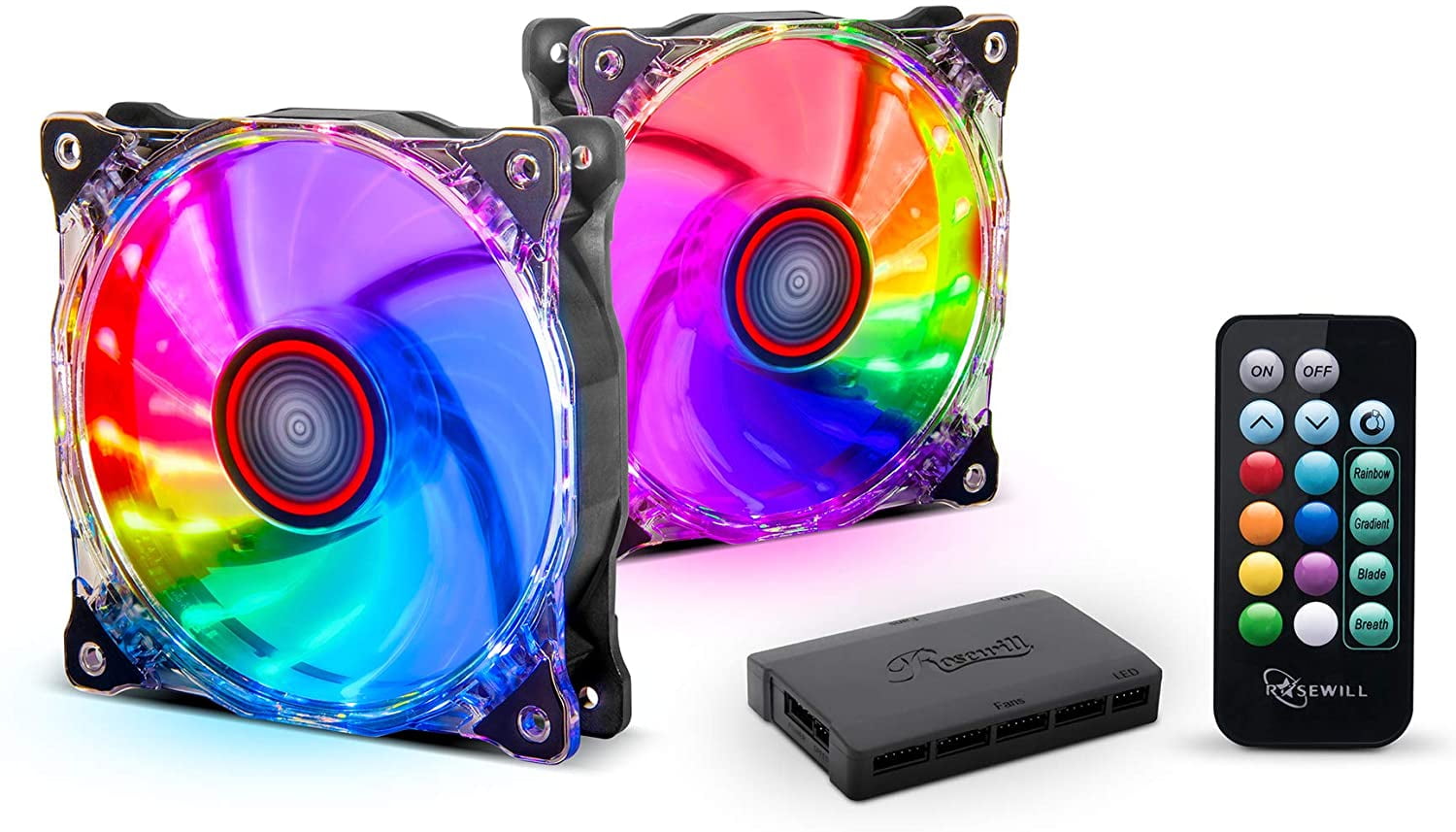 Rosewill RGB Case Fan Set, 120mm Case Fans with 17-Key Remote Control ...