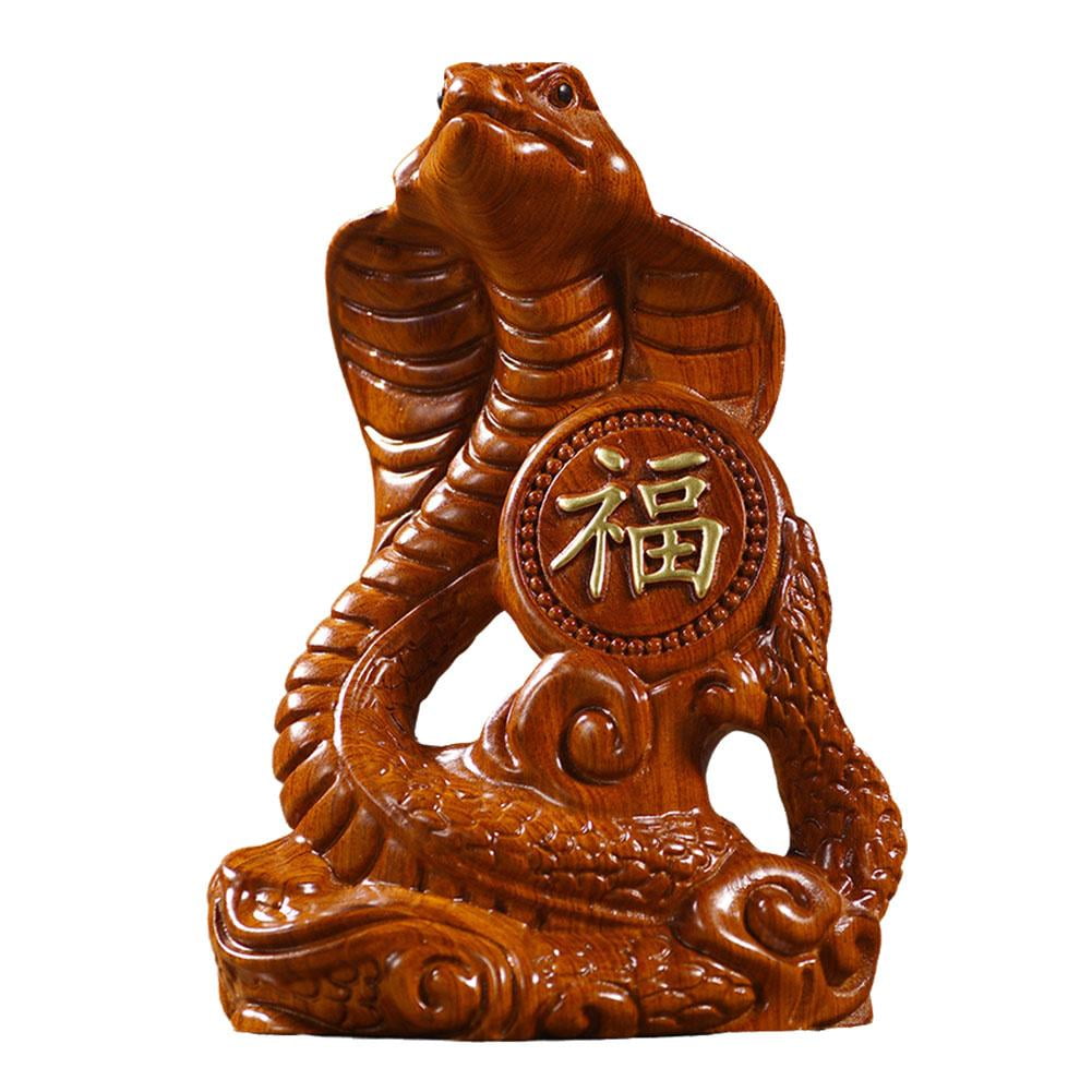 Rosewood Carved Lucky Snake Golden Wood Carving Ornaments Snake Solid ...
