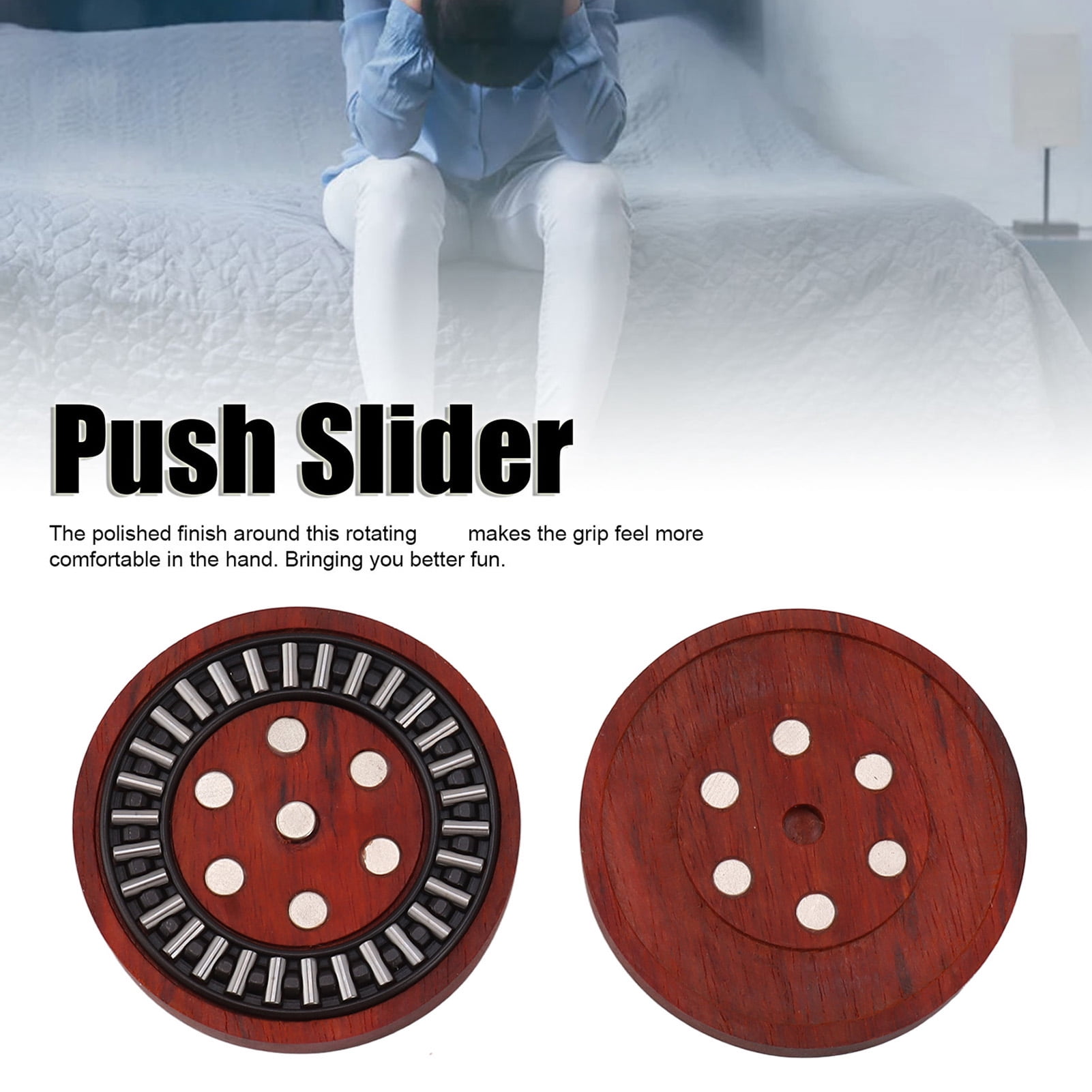 Rosewood Fidget Toy, Rotating Magnetic Slider For Restless Hands, Helps ...
