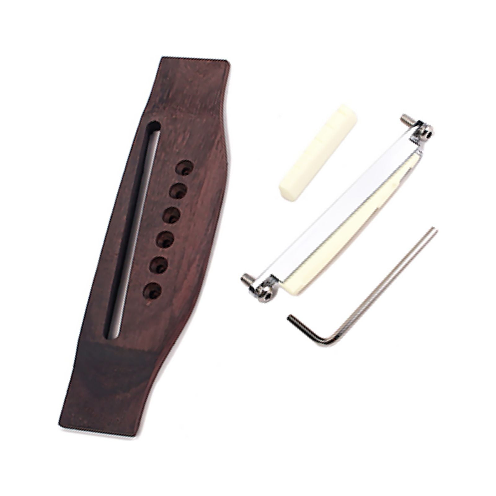 Rosewood Guitar Bridge Set Adjustable Replacement for 6 String Folk ...