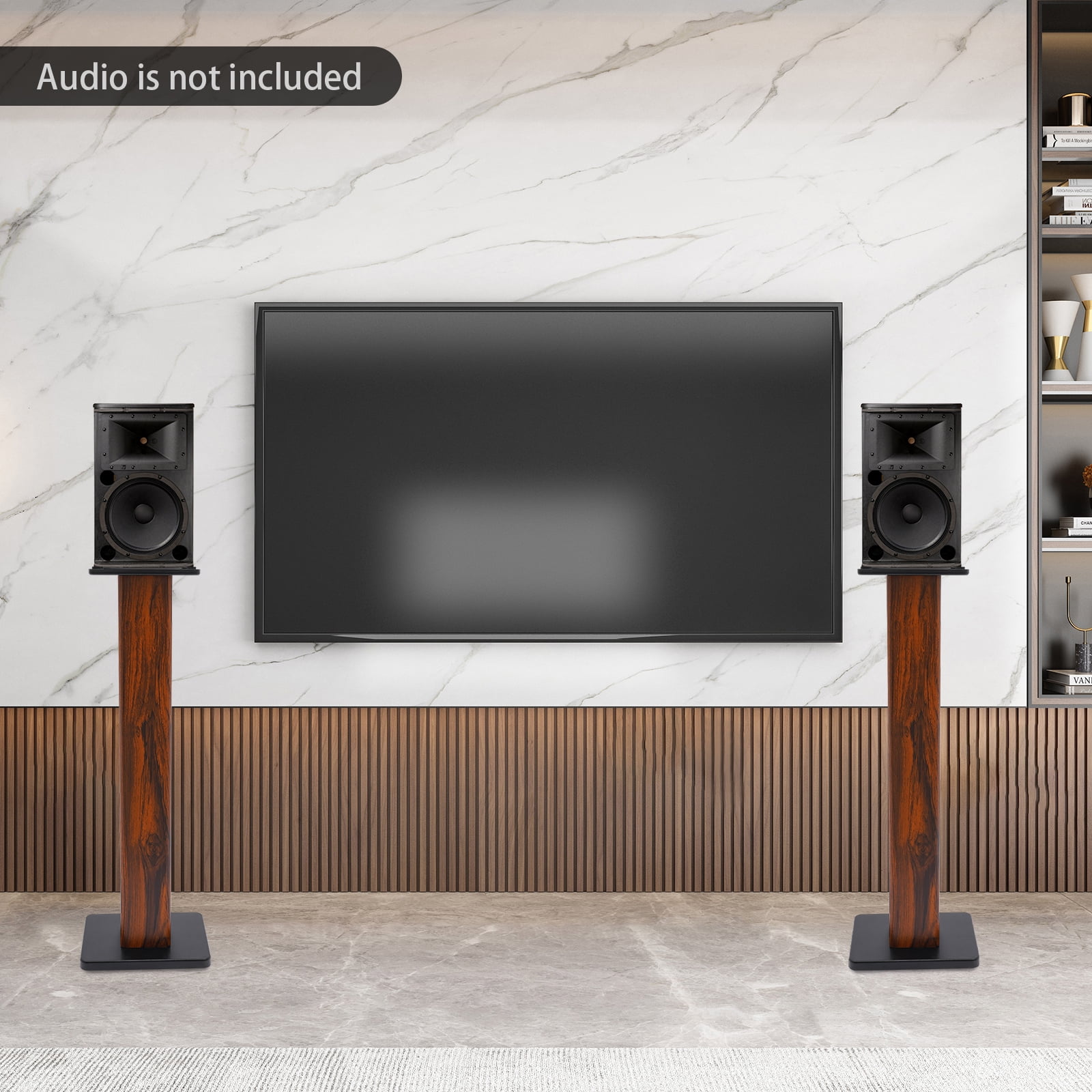 Rosewood Speaker Stand with Sand-Fillable Columns, Adjustable Height ...