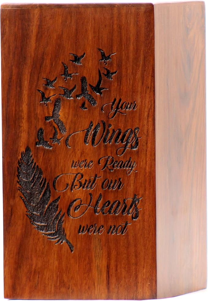 Rosewood Urn-Box for Human Ashes - Hand Carved Beautiful Butterfly ...