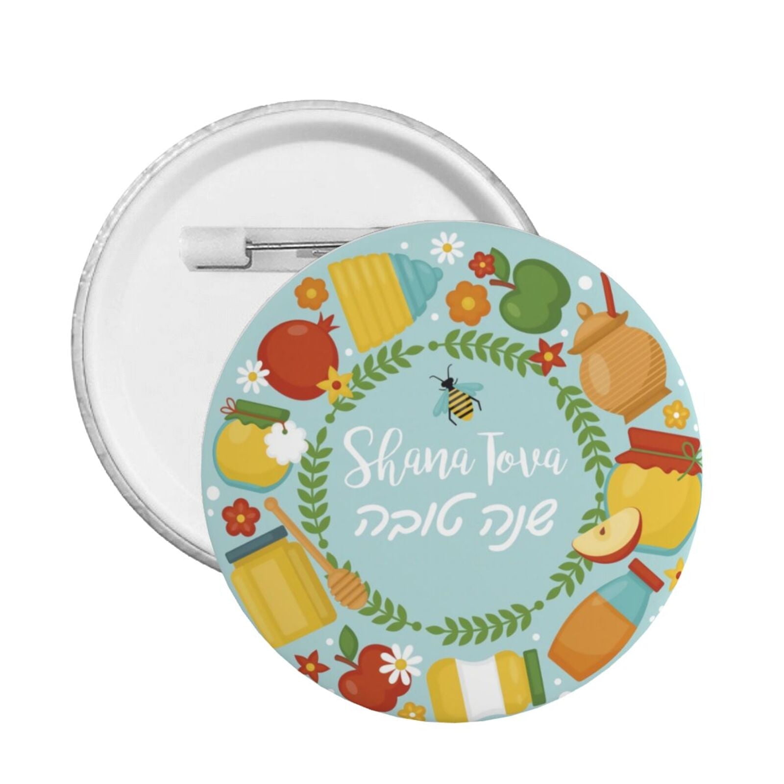 Rosh Hashana Pin Button Badge, Personalised Button Metal Badge Round ...