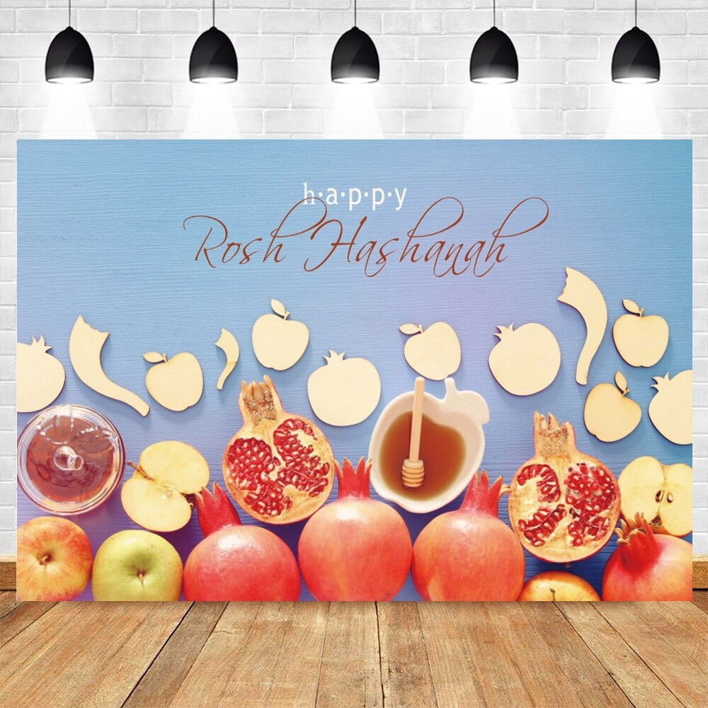 Rosh Hashanah Jewish New Year Happy Hanukkah Backdrop Pomegranate Wheat ...
