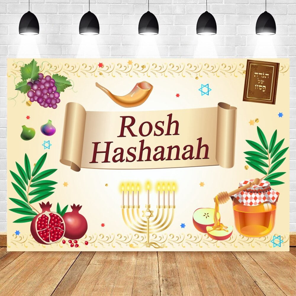 Rosh Hashanah Jewish New Year Happy Hanukkah Backdrop Pomegranate Wheat ...