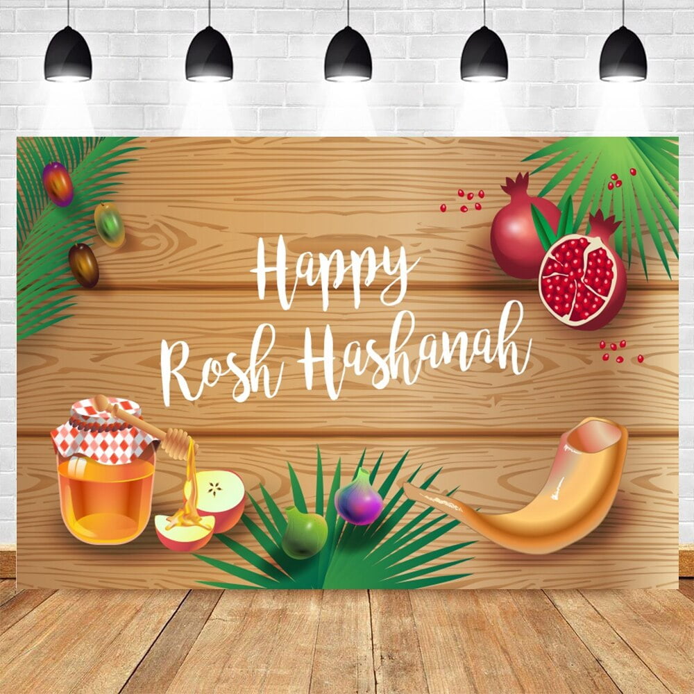Rosh Hashanah Jewish New Year Happy Hanukkah Backdrop Pomegranate Wheat ...