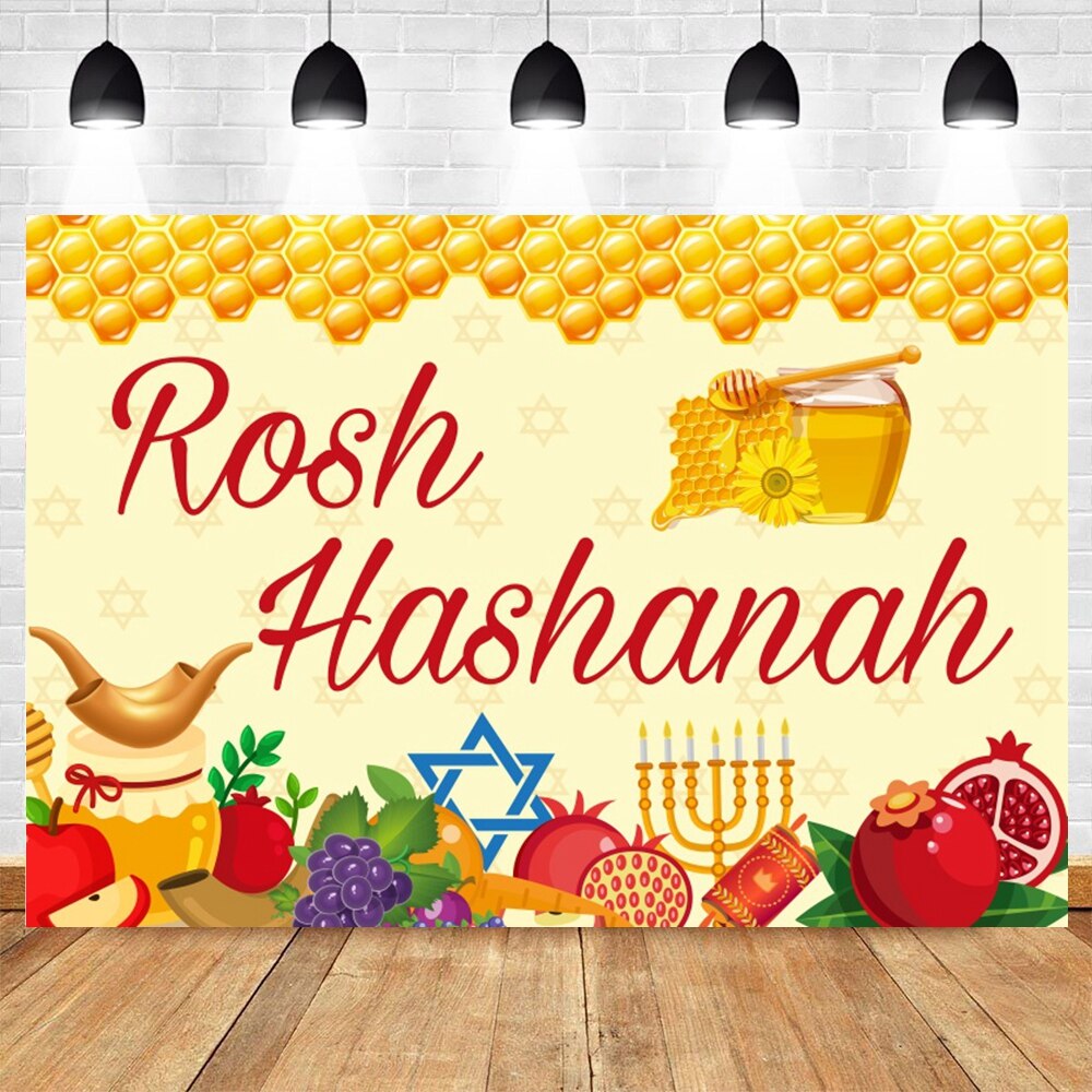 Rosh Hashanah Jewish New Year Happy Hanukkah Backdrop Pomegranate Wheat ...