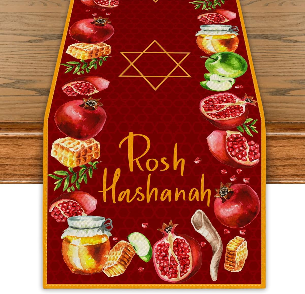 Rosh Hashanah Linen Table Runner Jewish Festival r Jewish New Year ...