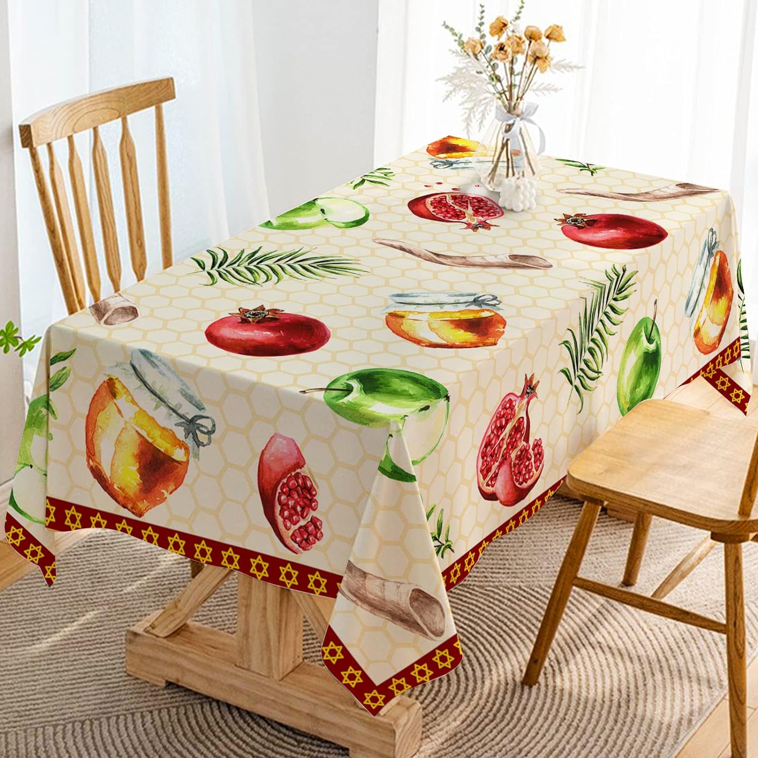 Rosh Hashanah Waterproof Tablecloths Shana Tova Jewish New Year Holiday ...