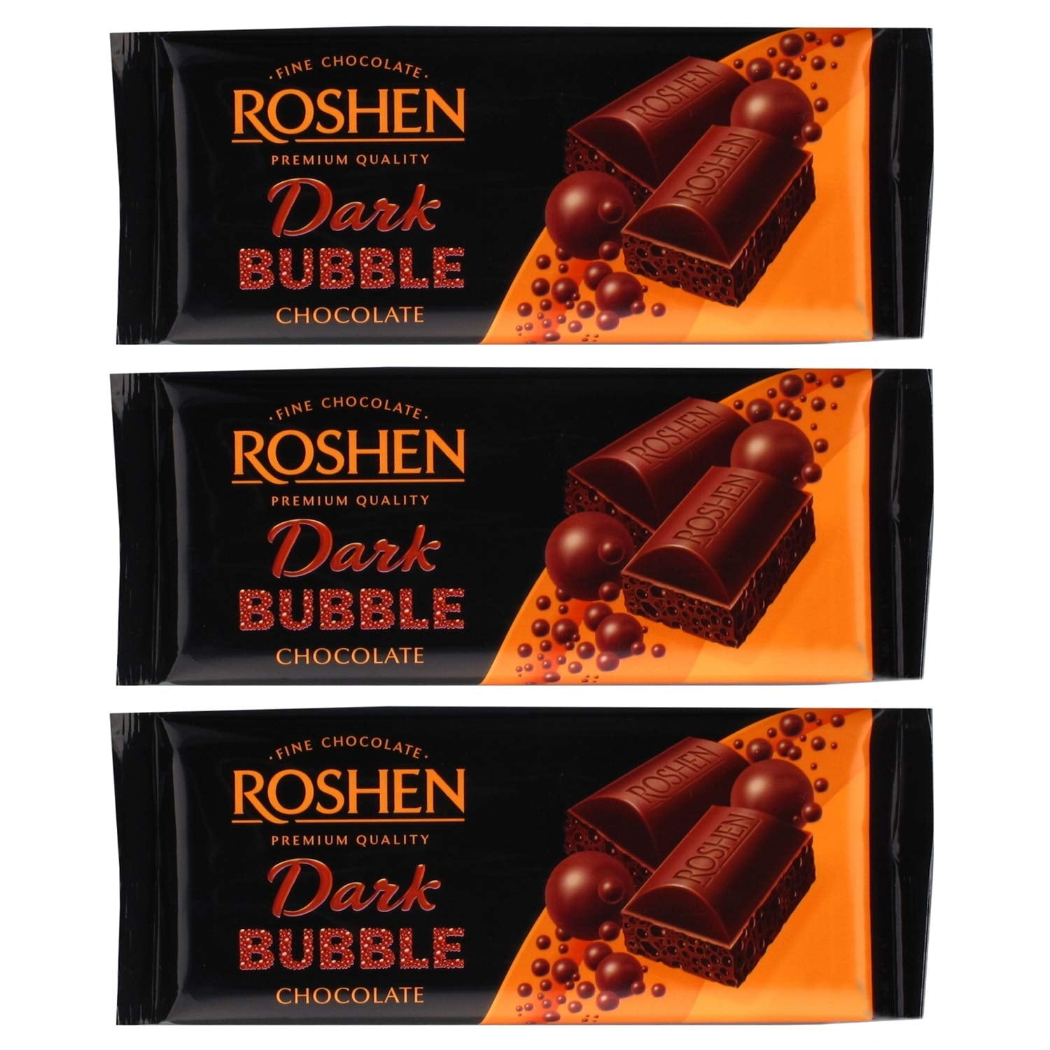 Roshen "Aerated" Fine Dark Chocolate Bar, Kosher and Halal (2.81 oz/80 ...